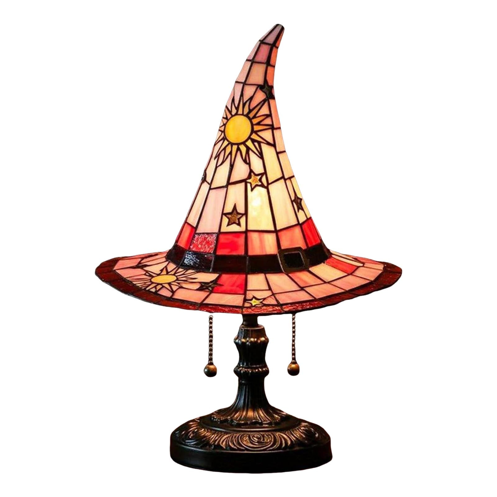 Witch Hat Lamp Stained Glass Resin, Handmade Gothic Witch Hat Lamp ...
