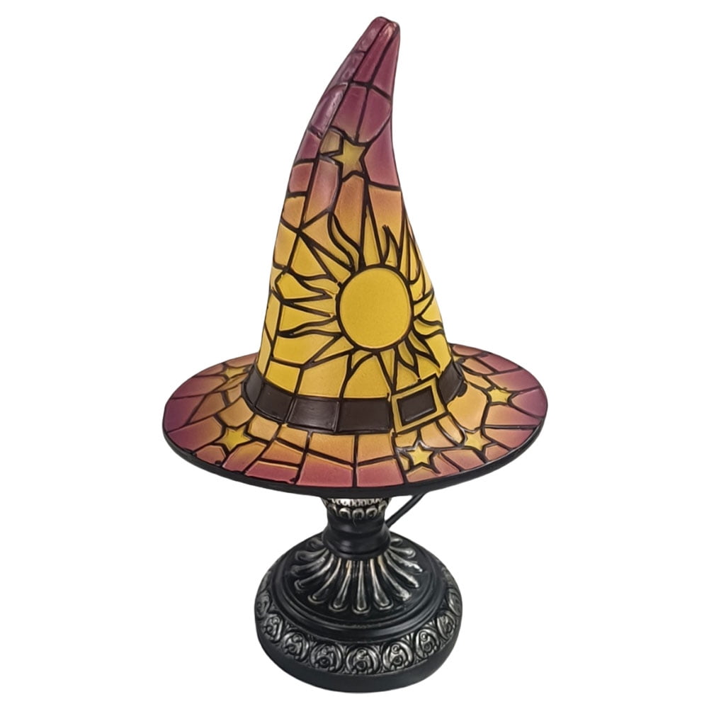 Witch Hat Lamp Stained Glass Resin, Handmade Gothic Witch Hat Lamp ...