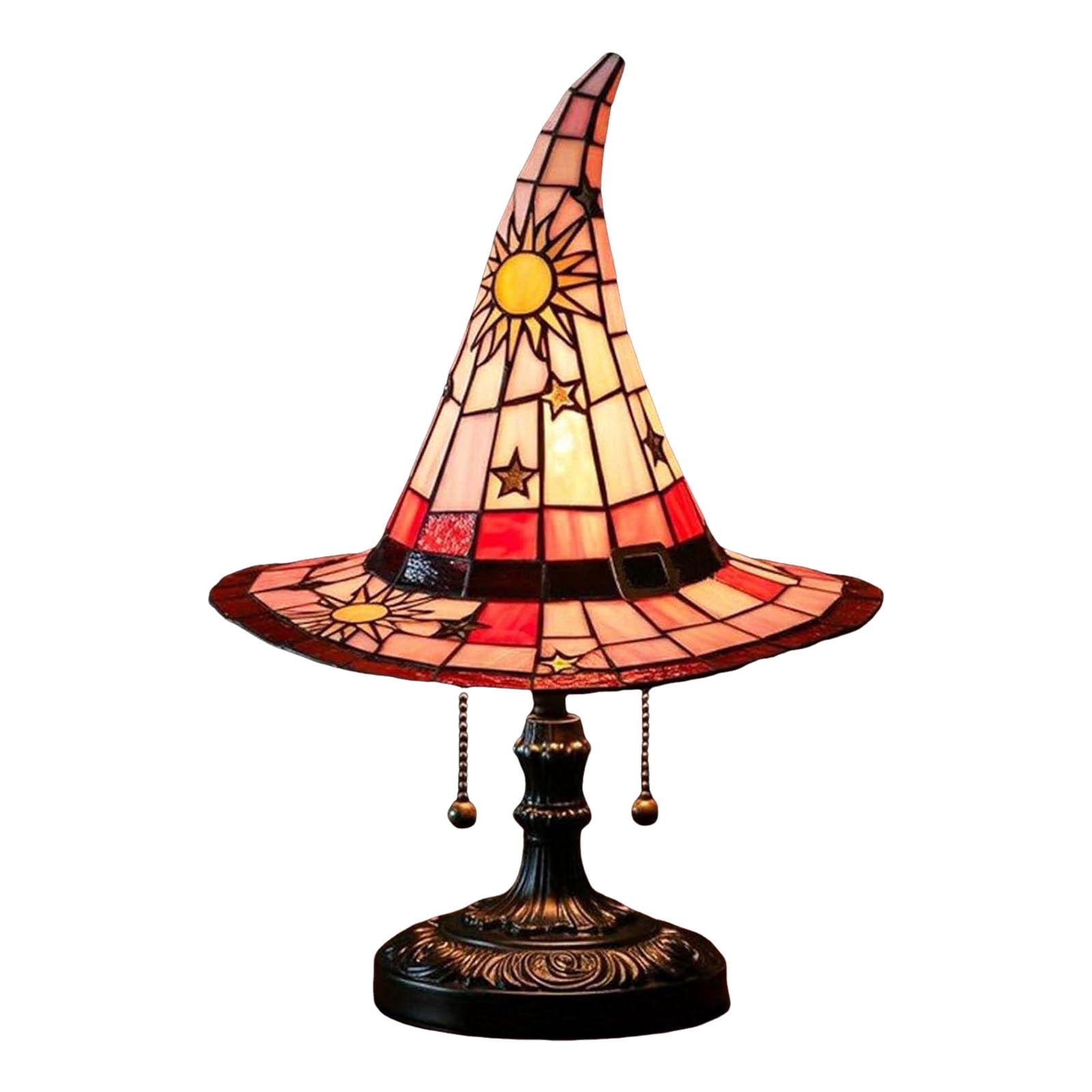 Witch Hat Lamp Stained Glass Style, Gothic LED Resin Table Light for ...