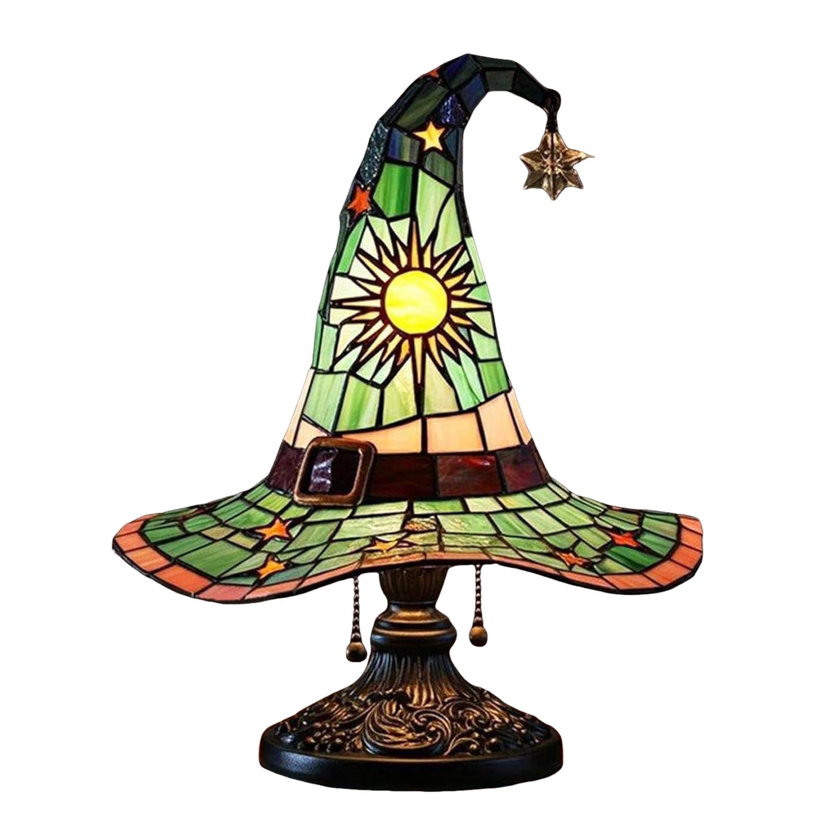 Witch Hat Lamp Stained Glass Style, Gothic LED Resin Table Light for ...