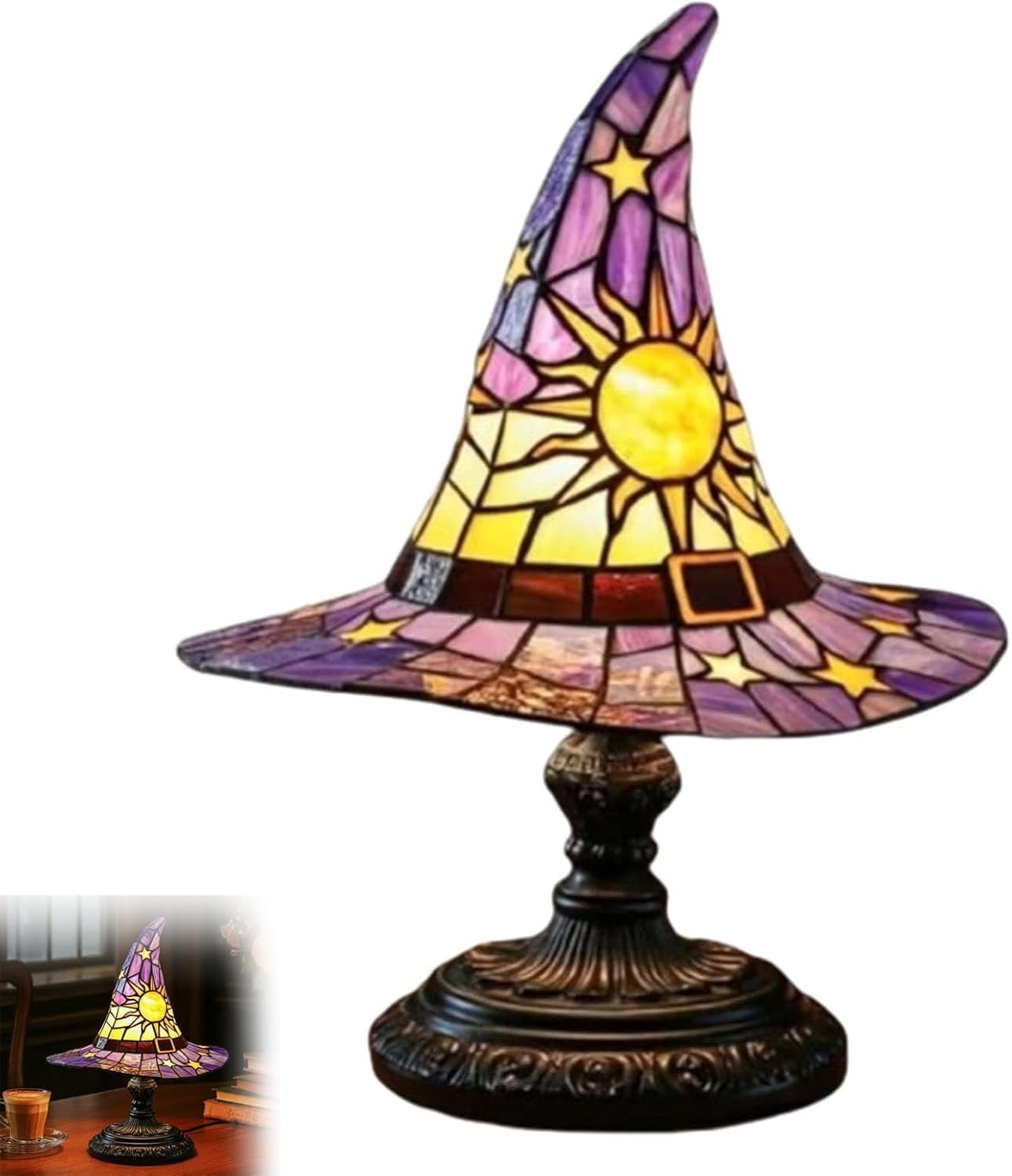 Customer reviews for Witch Hat Lamps,Stained Glass Glowing Gothic Retro ...