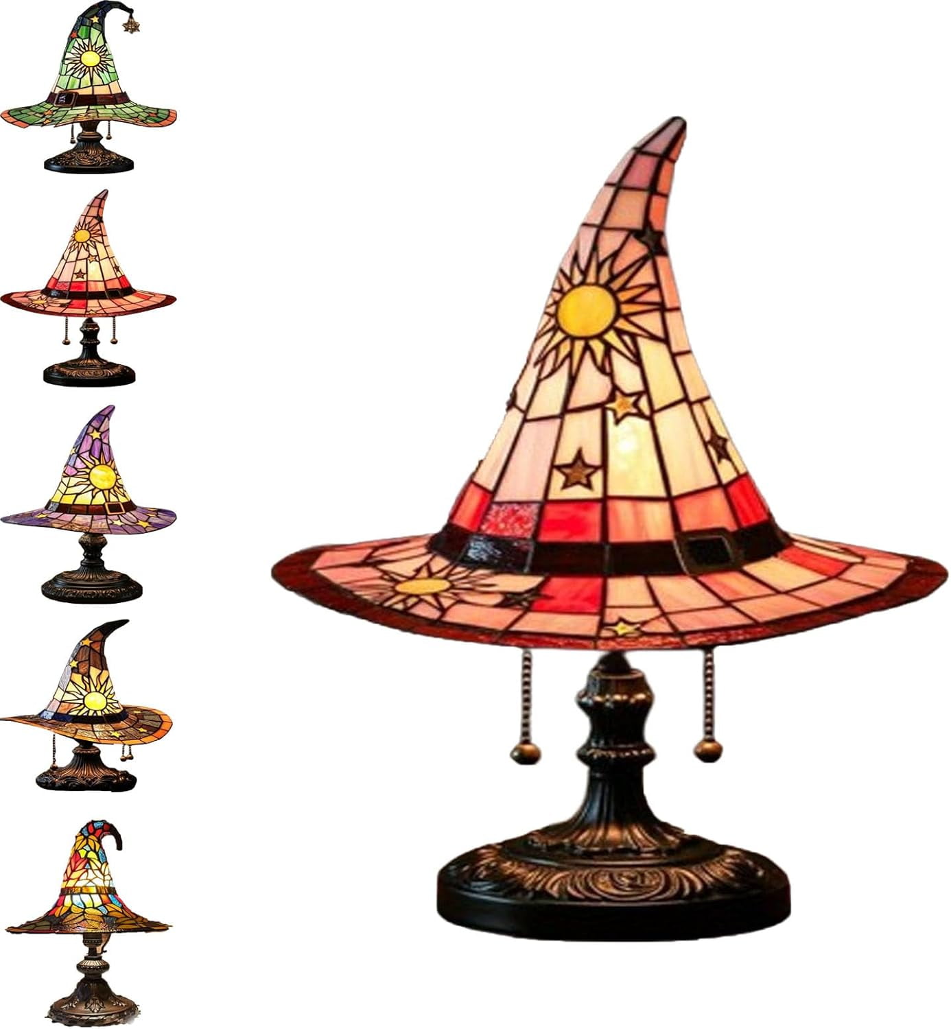 Witch Hat Lamps, Unique Nightstand Night Light, 2025 Stained Glass ...