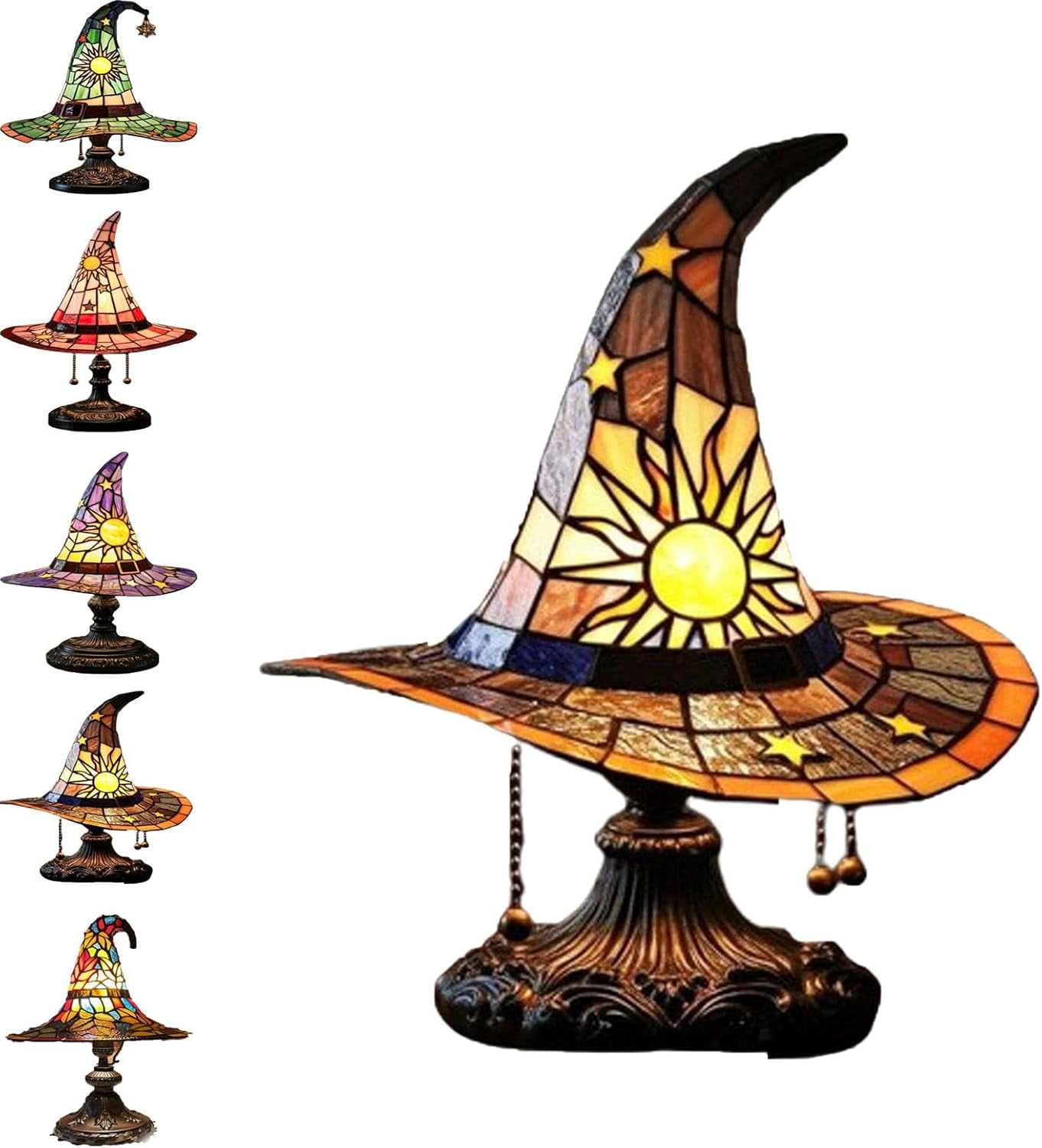 Witch Hat Lamps, Unique Nightstand Night Light, 2025 Stained Glass ...