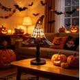 Witch Hat Stained Glass Table Lamp - Resin Halloween Night Light for ...