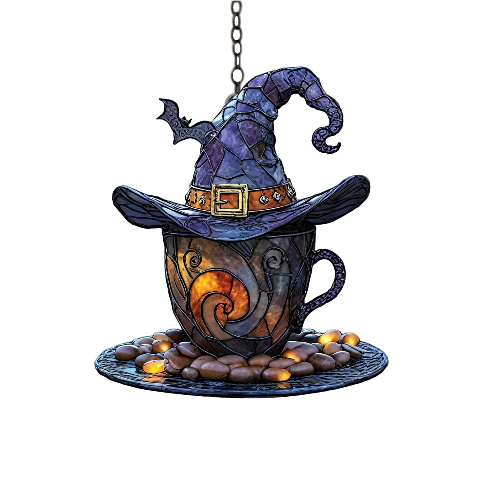 Witch Hat Tea Cup Hanging Halloween Home Ornament Acrylic Wall Hook For ...