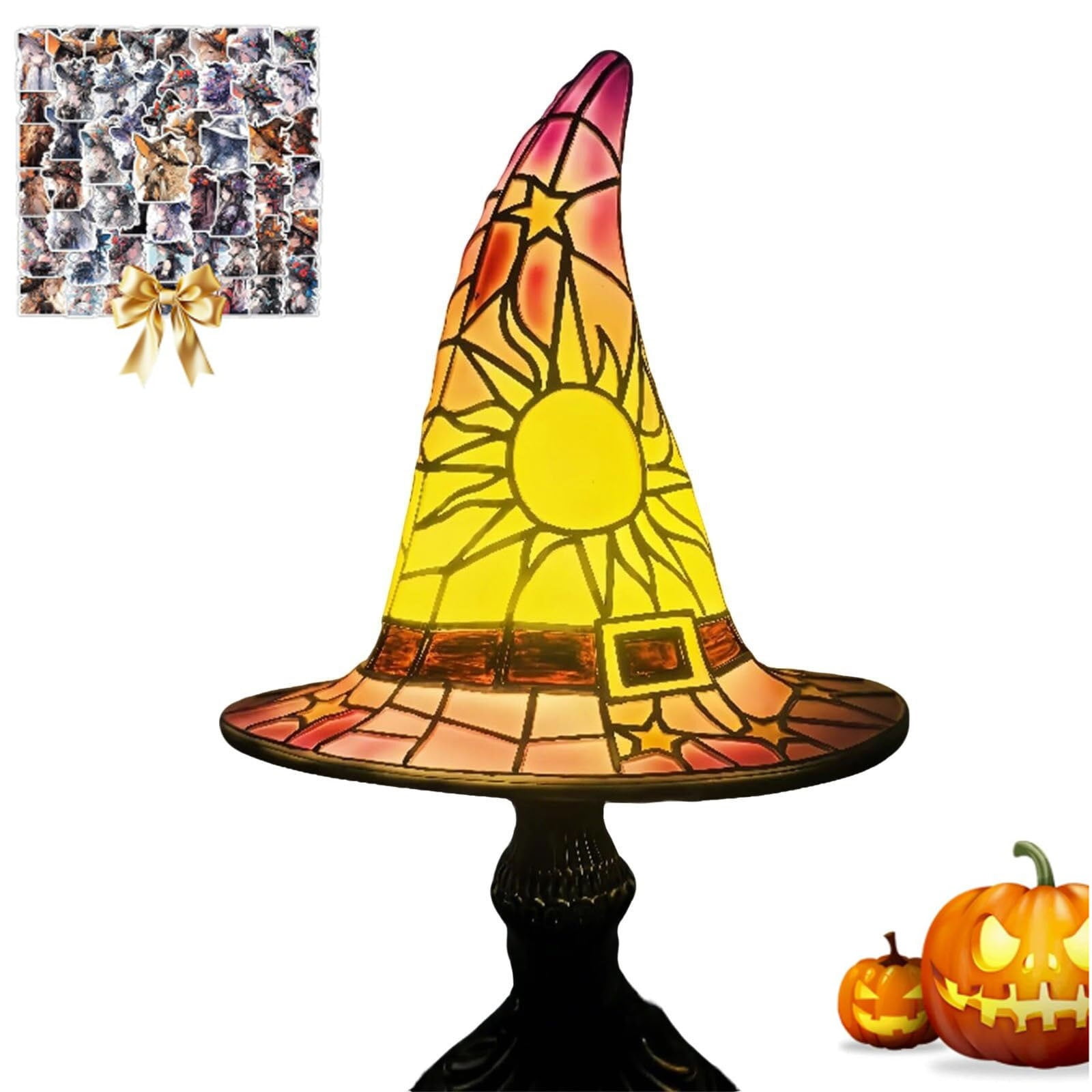 Witch Hat Tiffany Lamp Handmade Stained Glass Gothic Wizard Design with ...