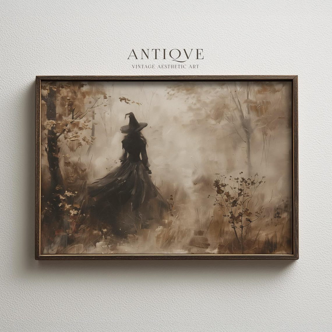 Witch In Forest Wall Art, Rustic Witchcore Poster, Neutral Gothic Decor ...