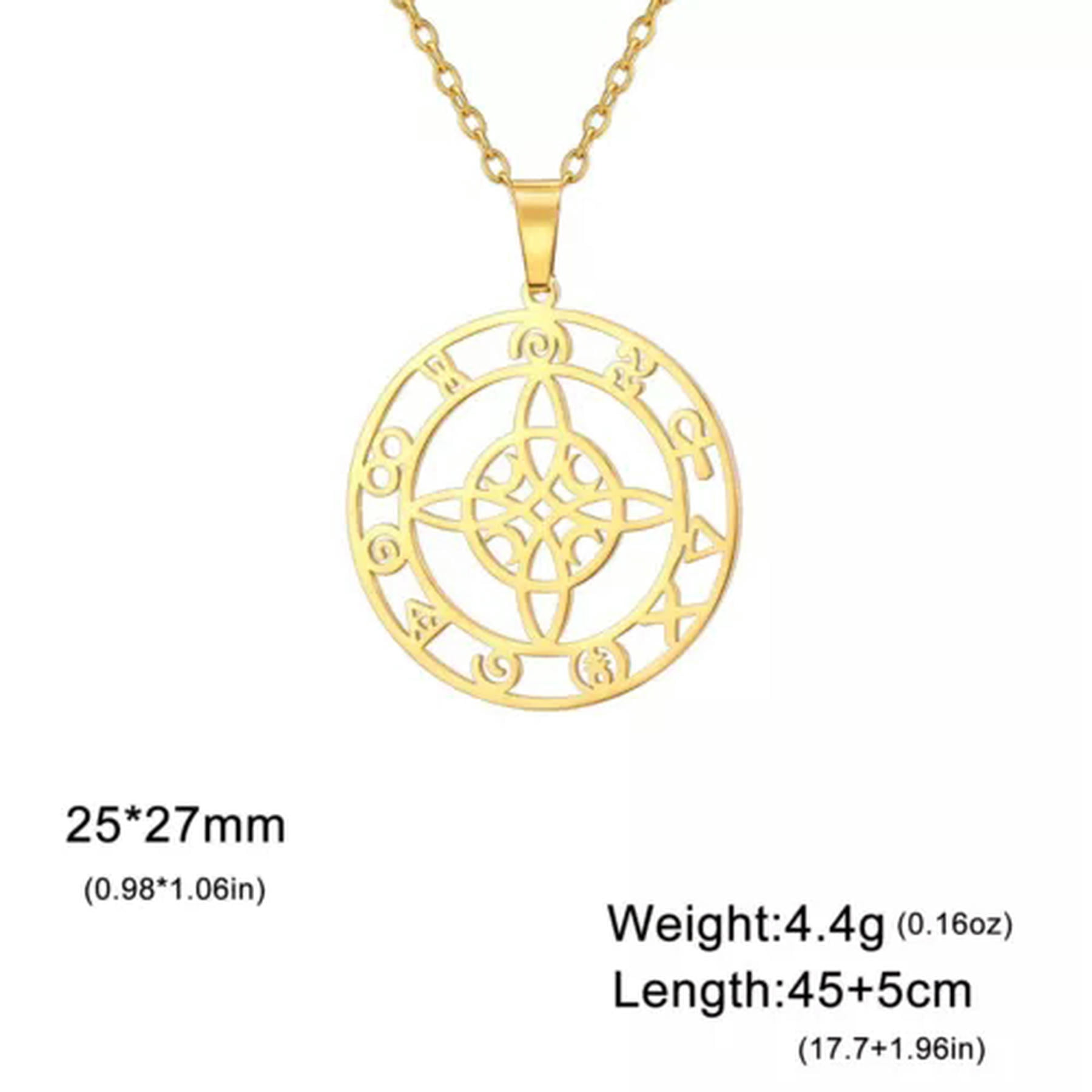 Witch Knot Disc Pendant Necklace Stainless Steel Amulet Jewelry for ...