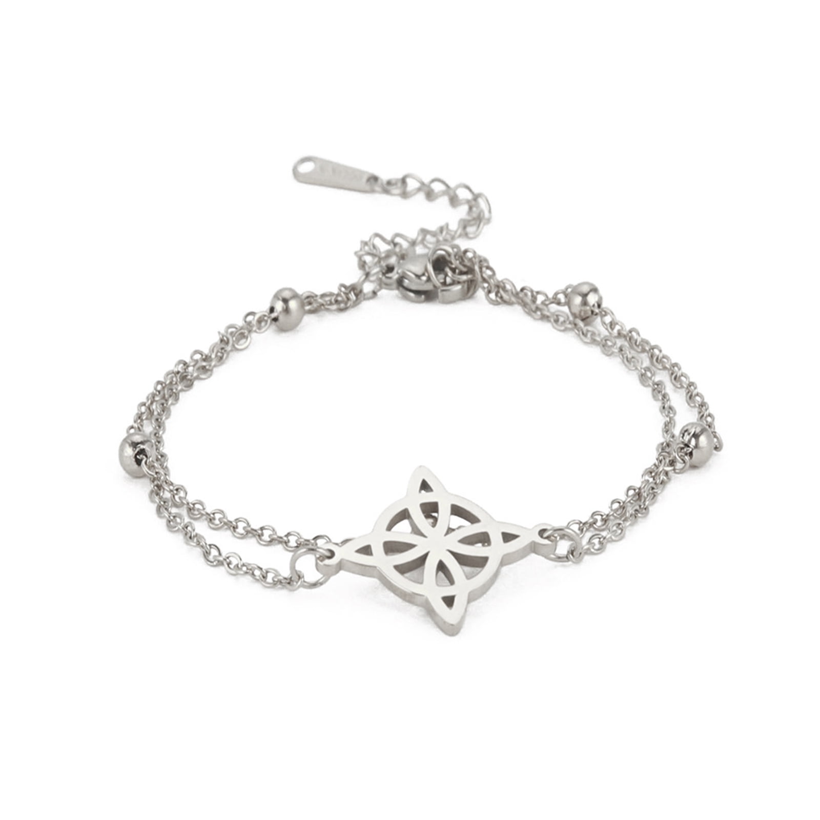 Witch Knot for Women Vintage Amulet Stainless Steel Double Layer Bead ...
