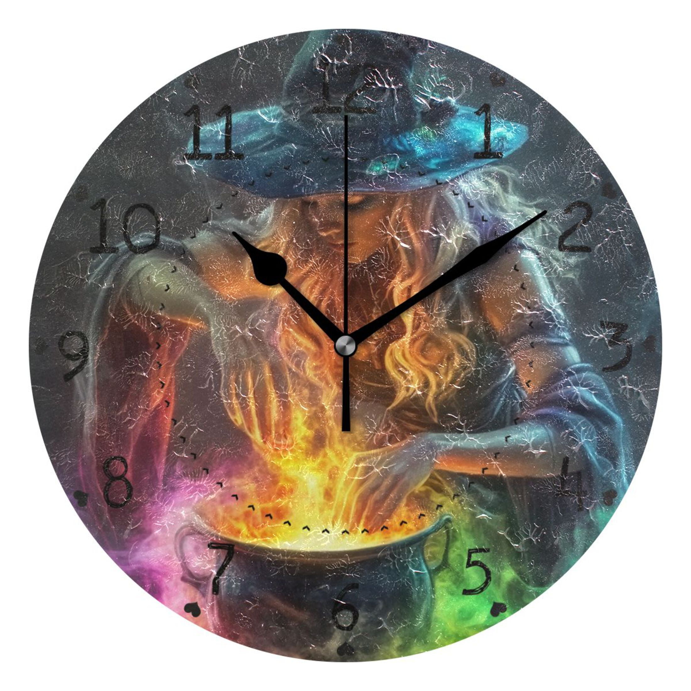 Witch Make Potions Round Wall Clock Silent Battery Operated Home Decor ...