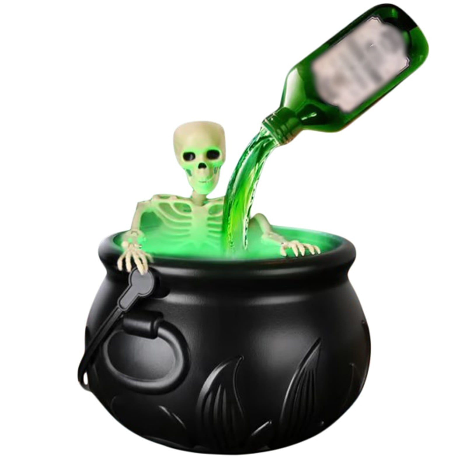 Witch Mist Maker Cauldron With Floating Bottle, Black Plastic Cauldron ...