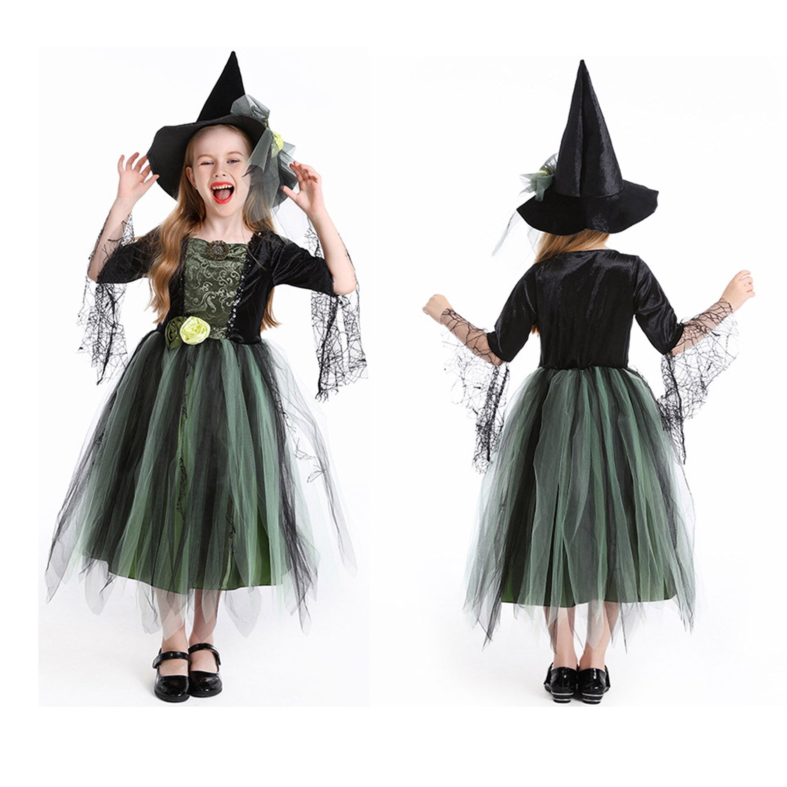 Witch Outfits for Girls Tutu Mesh Dress Witch Cosplay Outfits Halloween ...