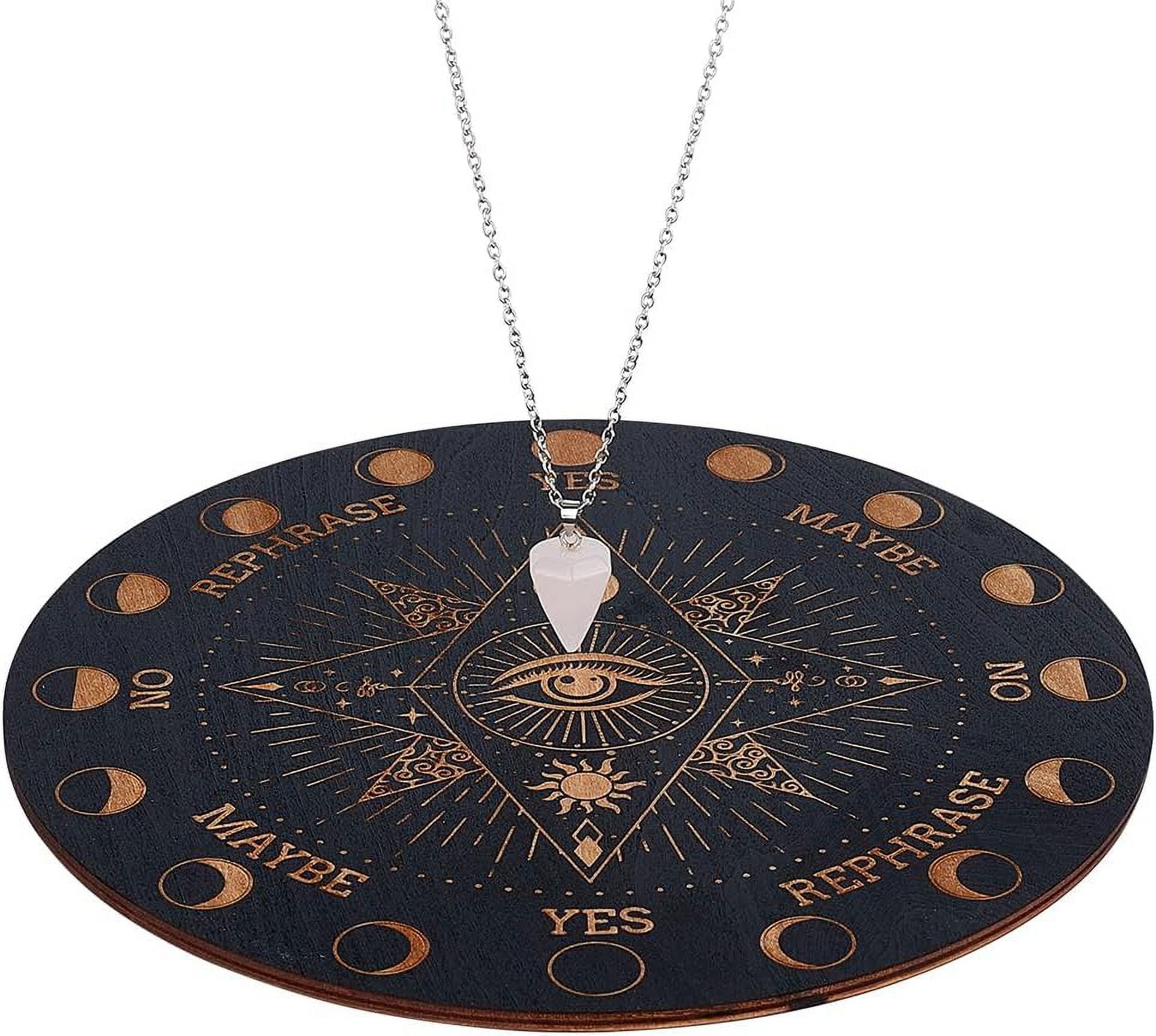 Witch Pendulum Board Eyes Runes Wooden Dowsing Planchette Board 7.9 ...