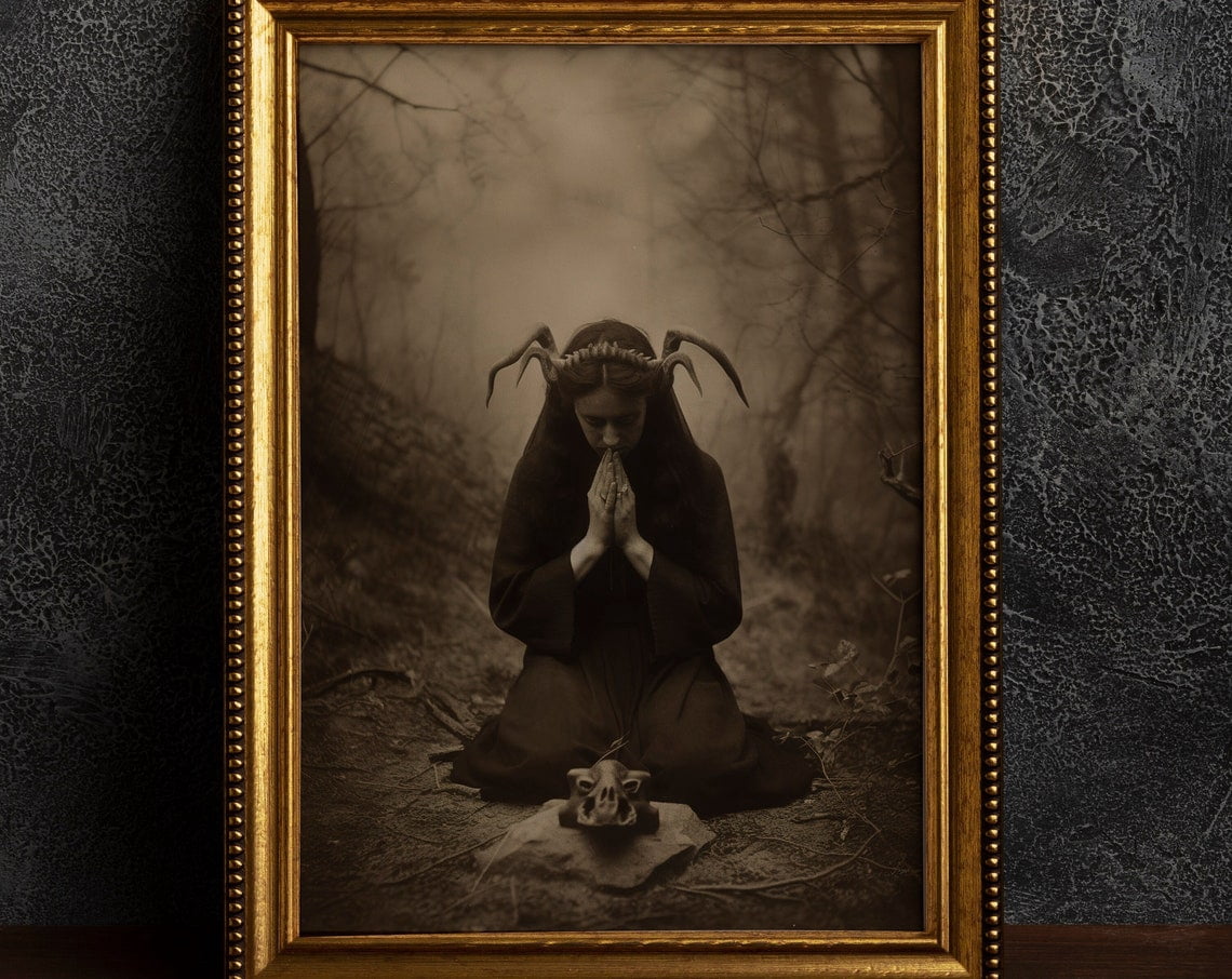 Witch Praying To Her Master, Vintage Photography, Dark Academia, Gothic ...