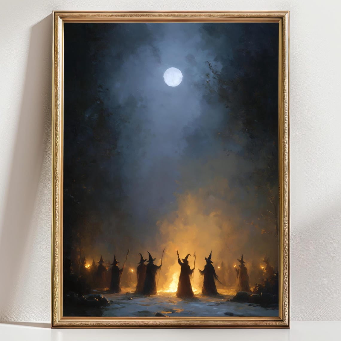 Witch Ritual Under Full Moon Art Print Gothic Coven Wall Decor ...