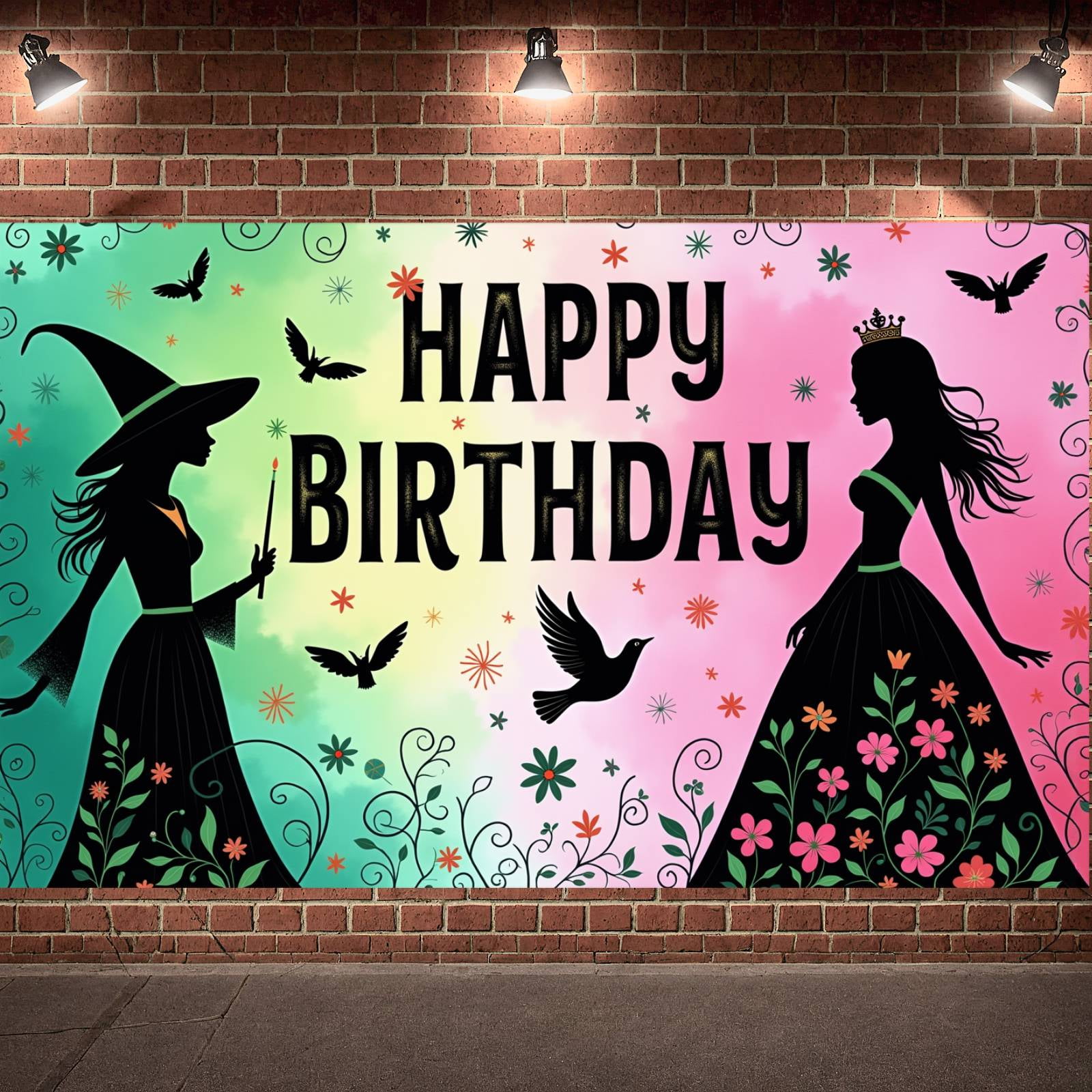 Witch Silhouette Banner Princess Silhouette Fairy Tale Display Colorful ...