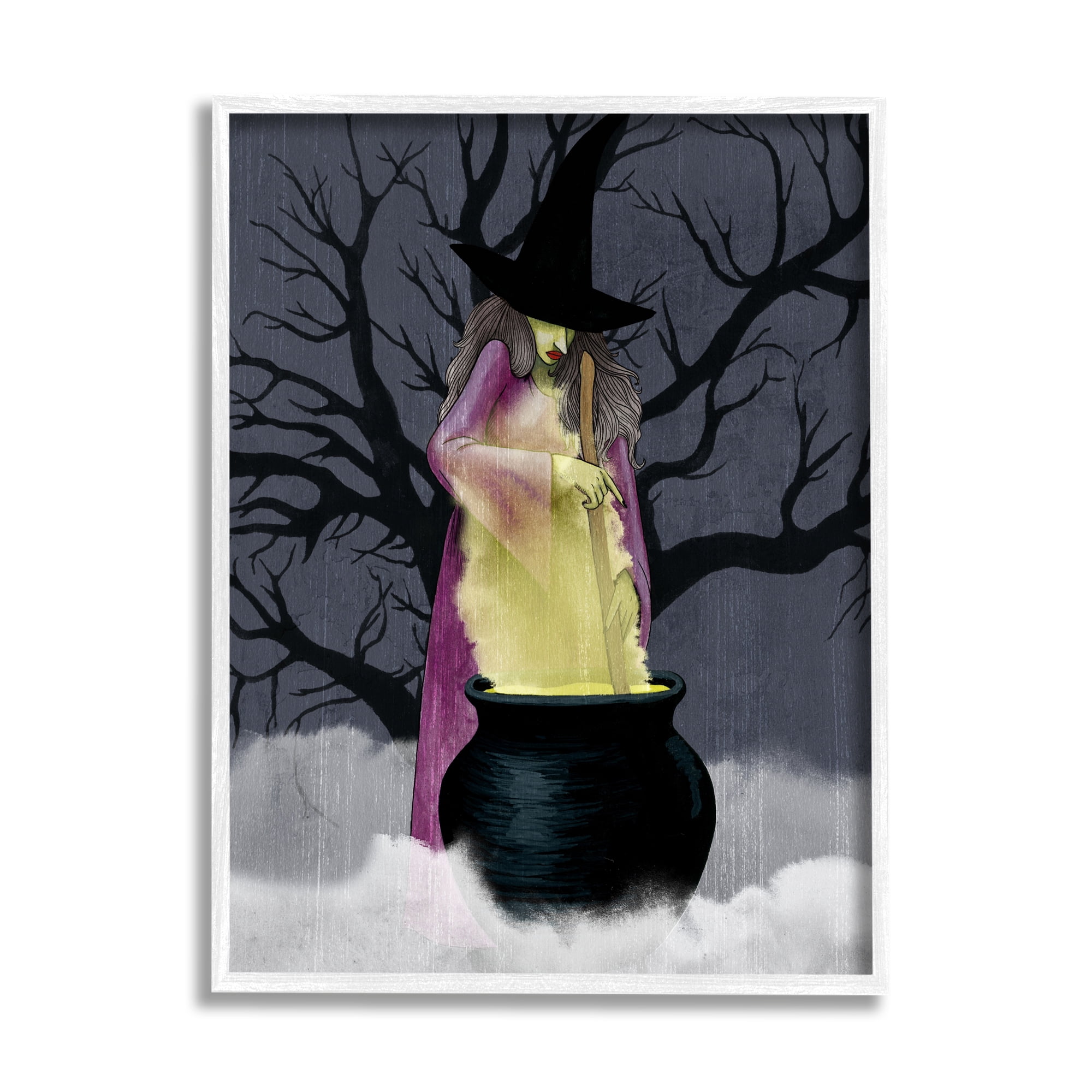 Witch Stirring Smokey Cauldron Spooky Halloween Night Fairy Tales ...