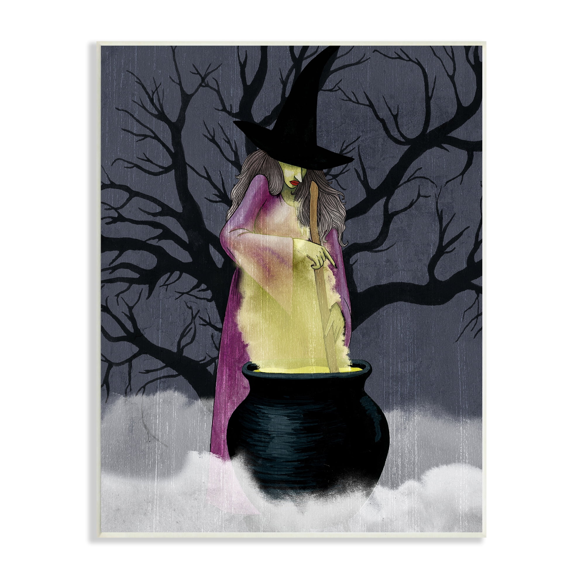 Witch Stirring Smokey Cauldron Spooky Halloween Night Fairy Tales ...