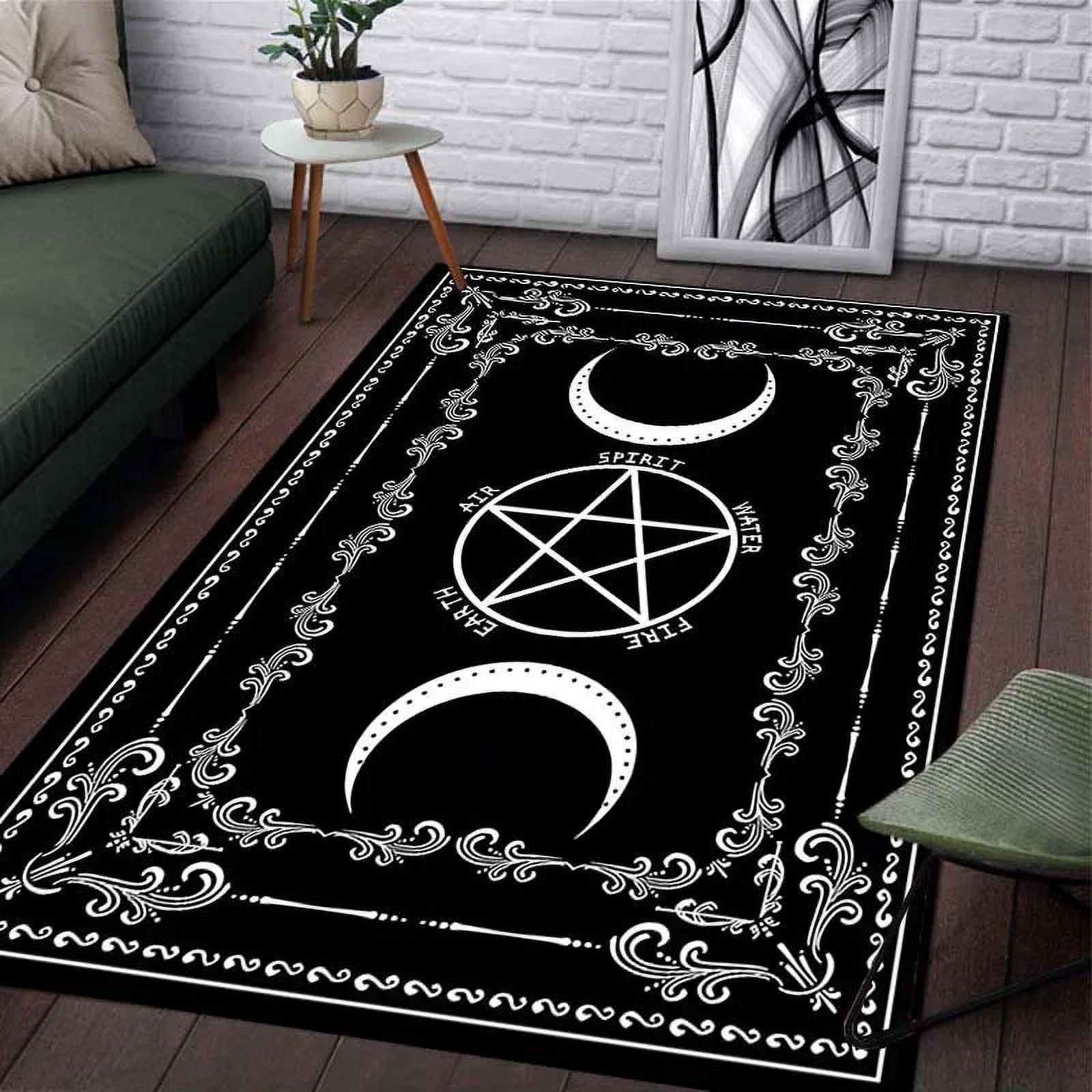 Witch Sun Moon Pentagram Altar Carpet for Living Room Gothic Decor Sofa ...