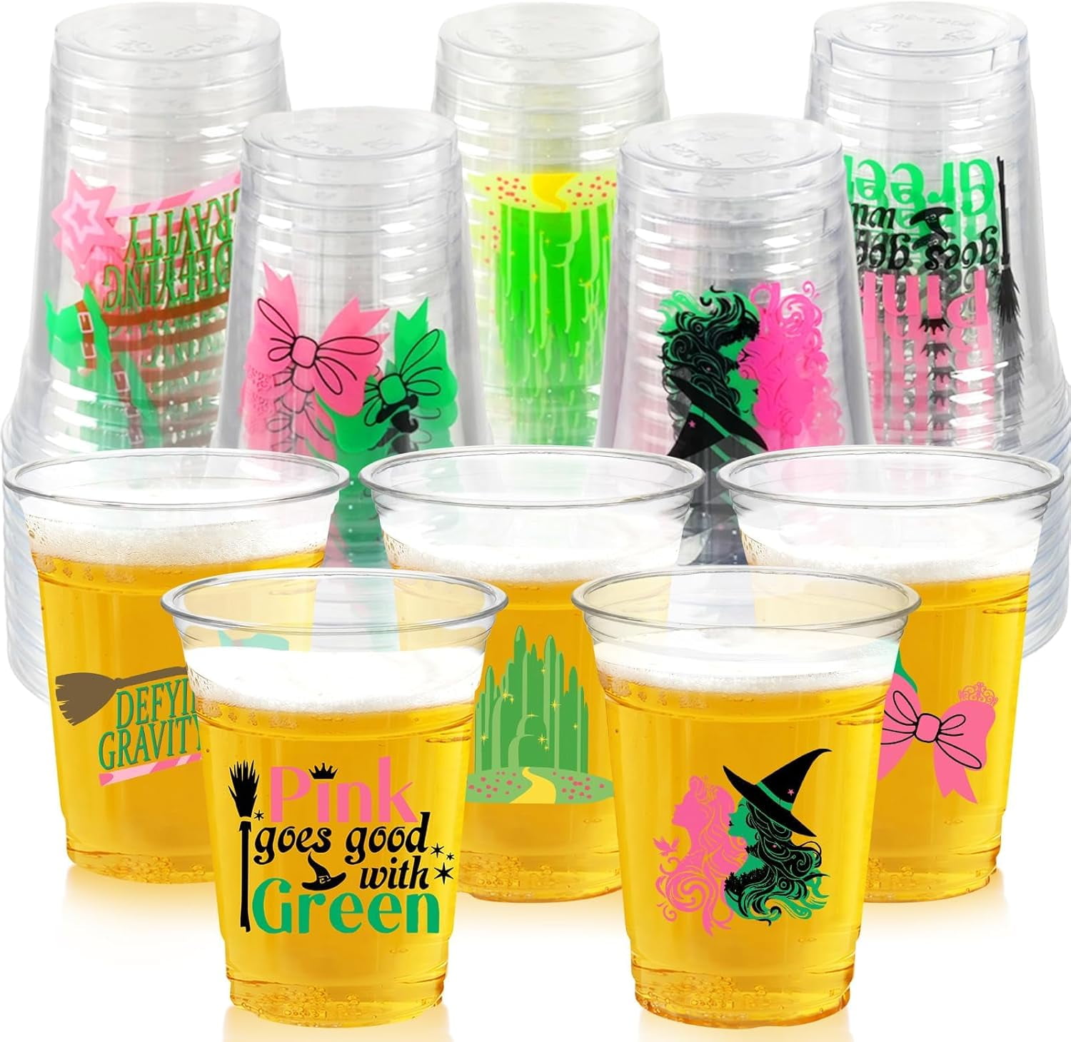 Witch Theme Party Decoration Plastic Cups, 50pcs 12 Oz Plastic Clear ...