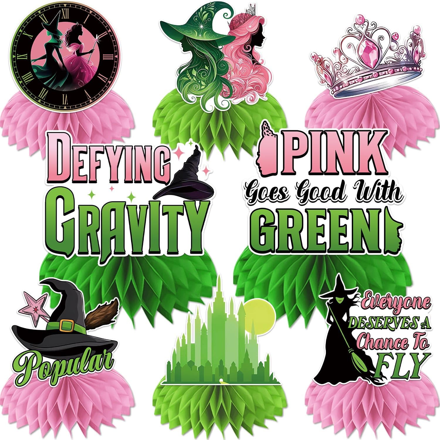 Witch Theme Party Decorations, 8Pcs Pink and KMC2Green Party Honeycomb ...