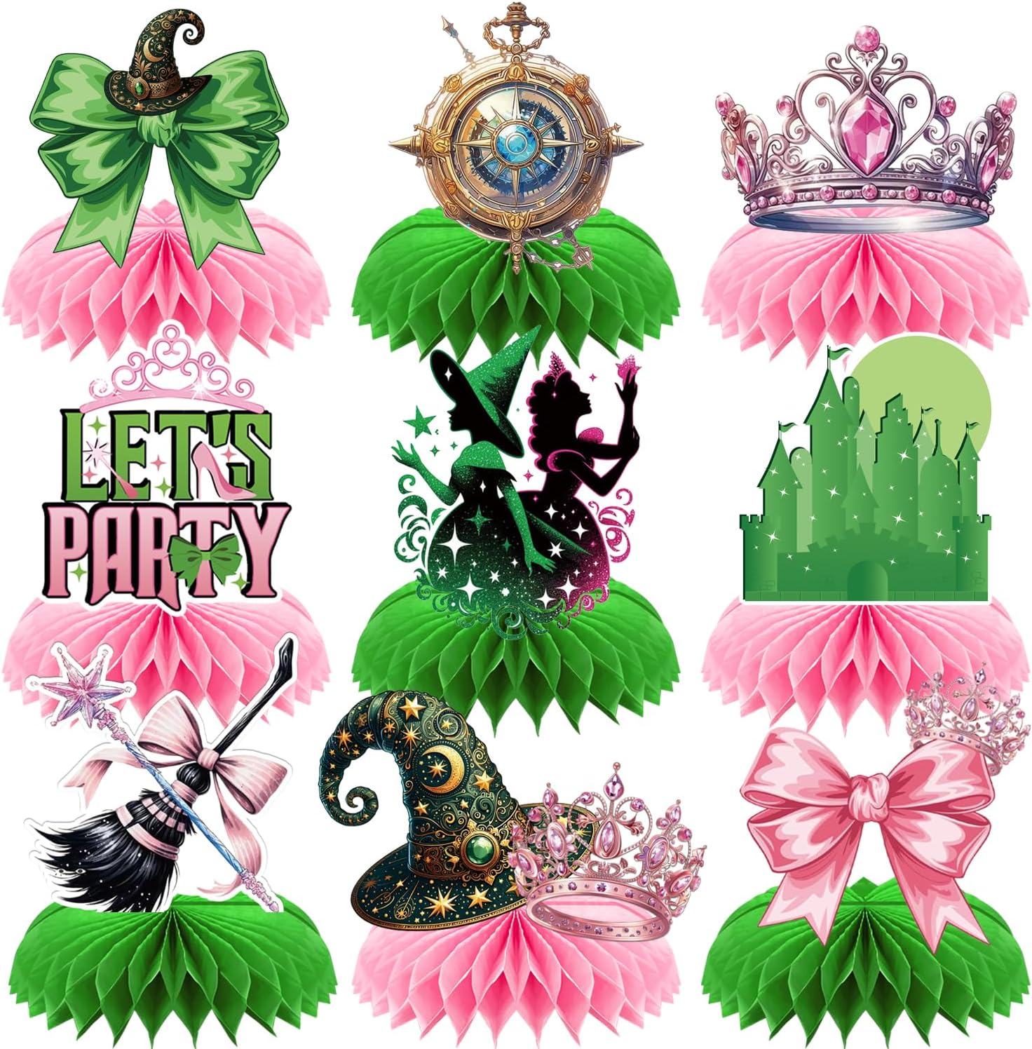 Witch Theme Party Table Decorations - Pink and Green Honeycomb ...