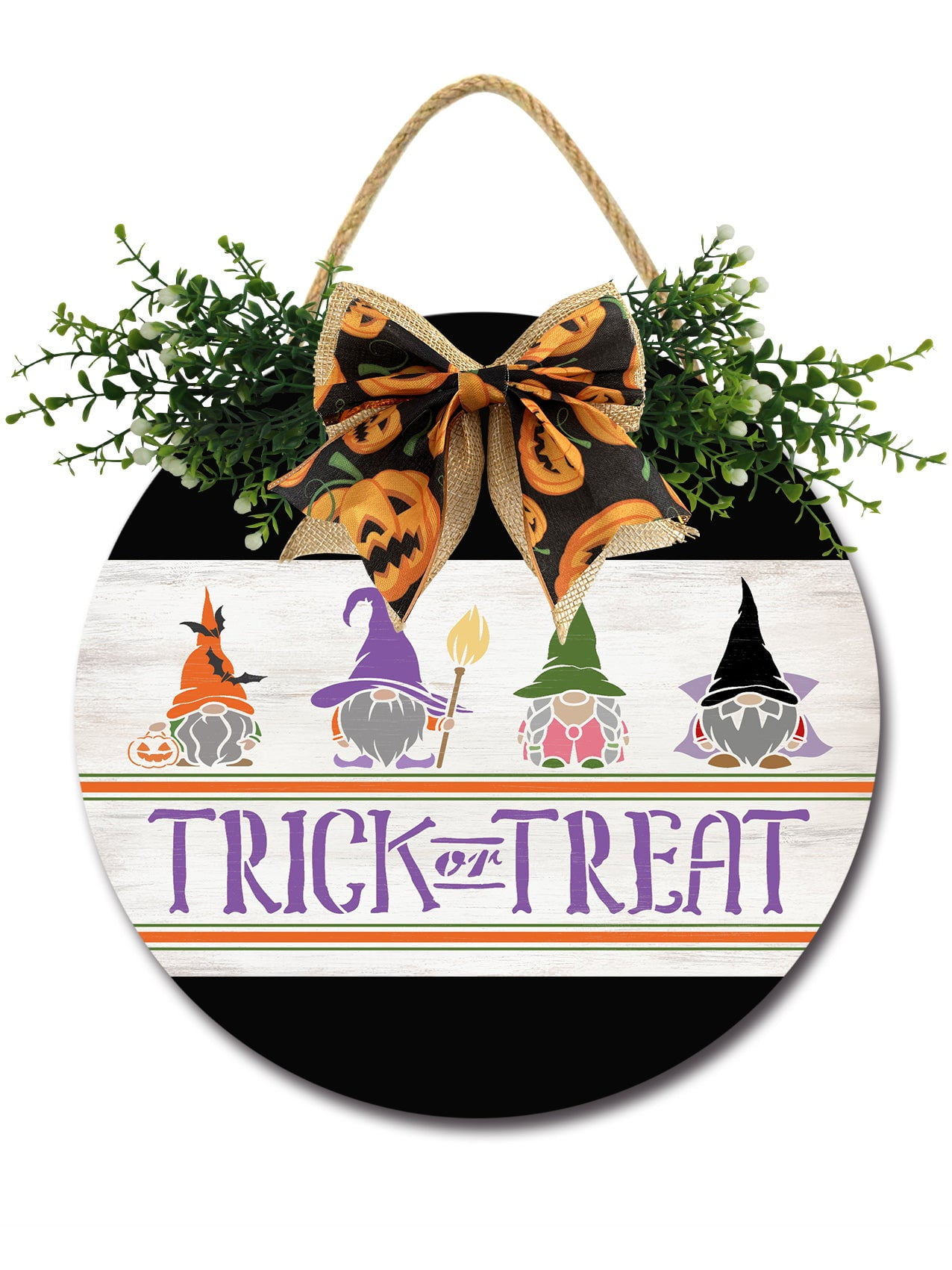 Witch & Vampire Halloween Sign Front Door Porch Decorations, Round ...
