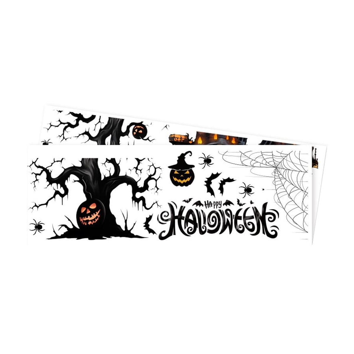 Witch Wall Decals With Flying Witch Full Moon Bats Spiderwebs Cemetery ...