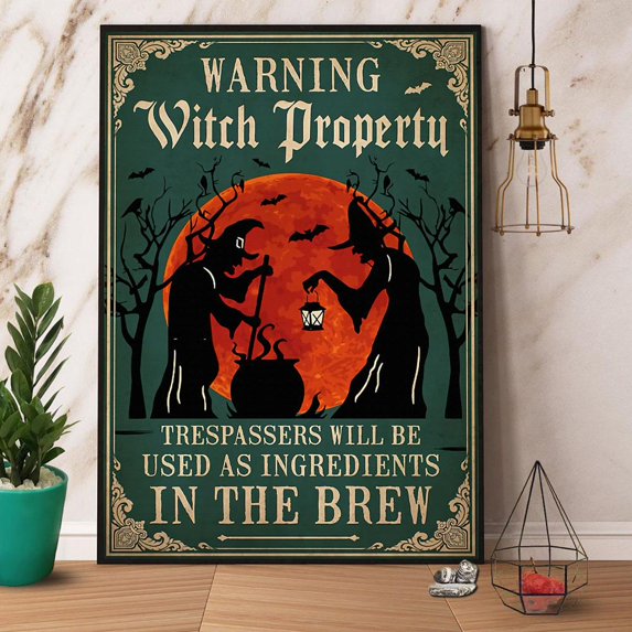 Witch Warning Witch Property Halloween Retro Paper Poster No Frame ...
