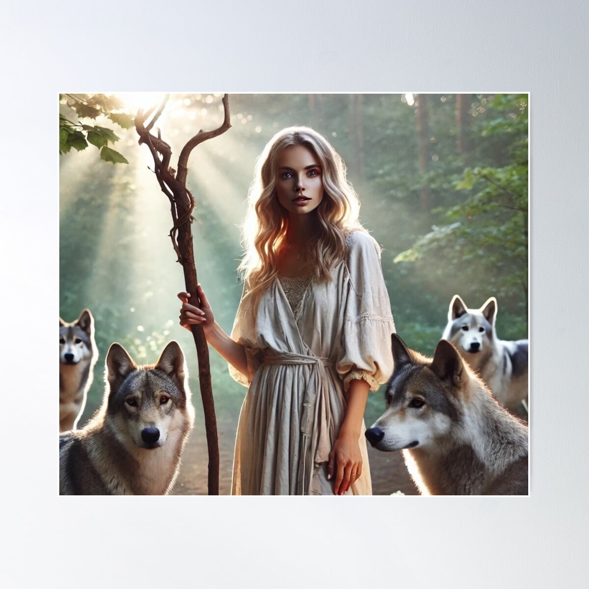 Witch With A Pack Of Wolves Poster Wall Art, Modern Wall Decor For ...