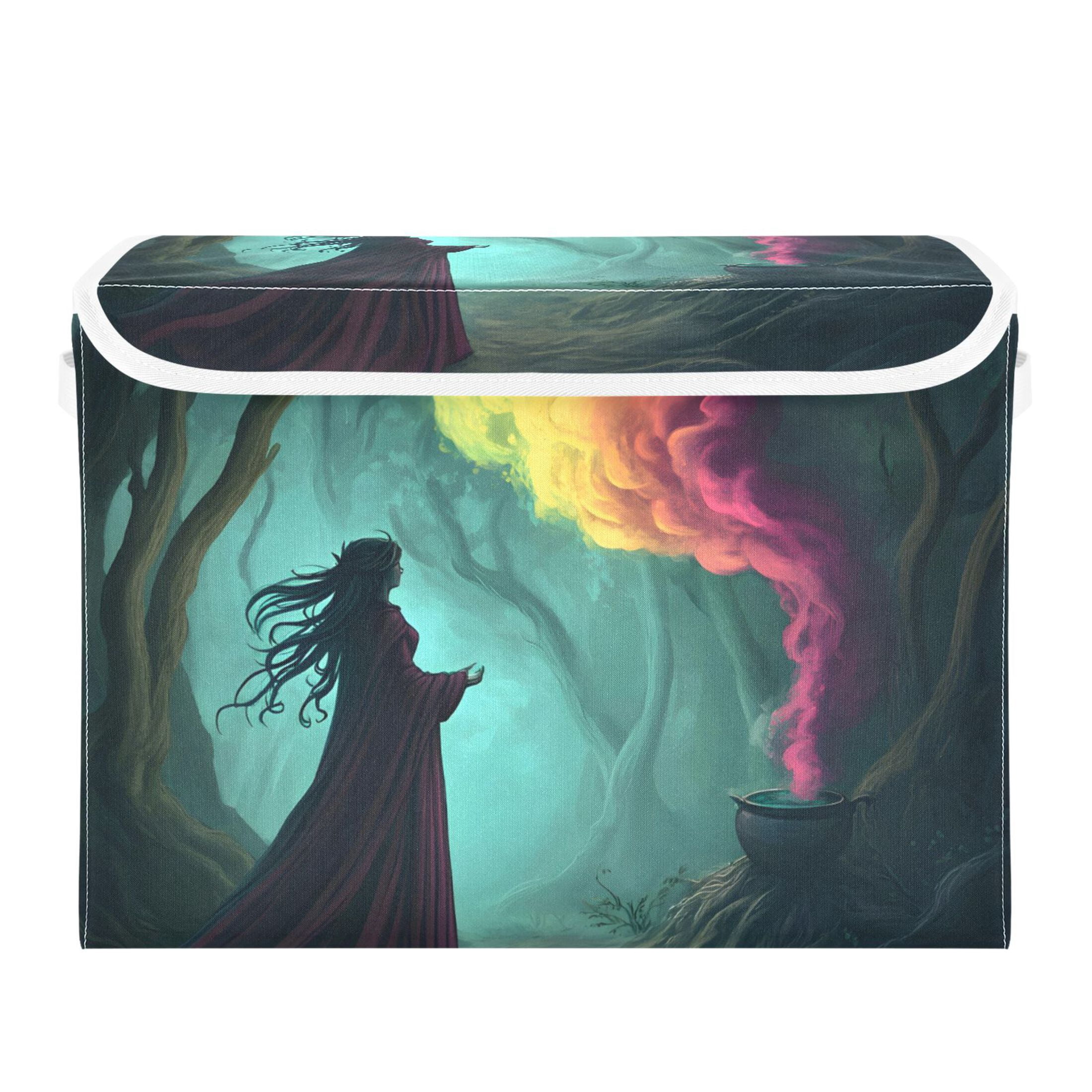 Witch and Potion Large Storage Bins with Linen Collapsible Lid Storage ...