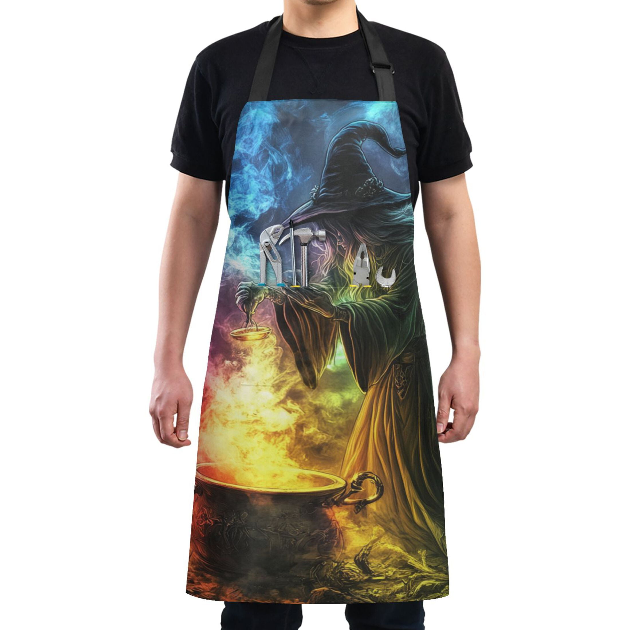 Witch and The Magic Potion Chef Kitchen Apron with Pockets for Women ...