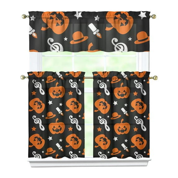 Witch and Wizard Kitchen Curtains - Spooky Halloween Rod Pocket Tier ...