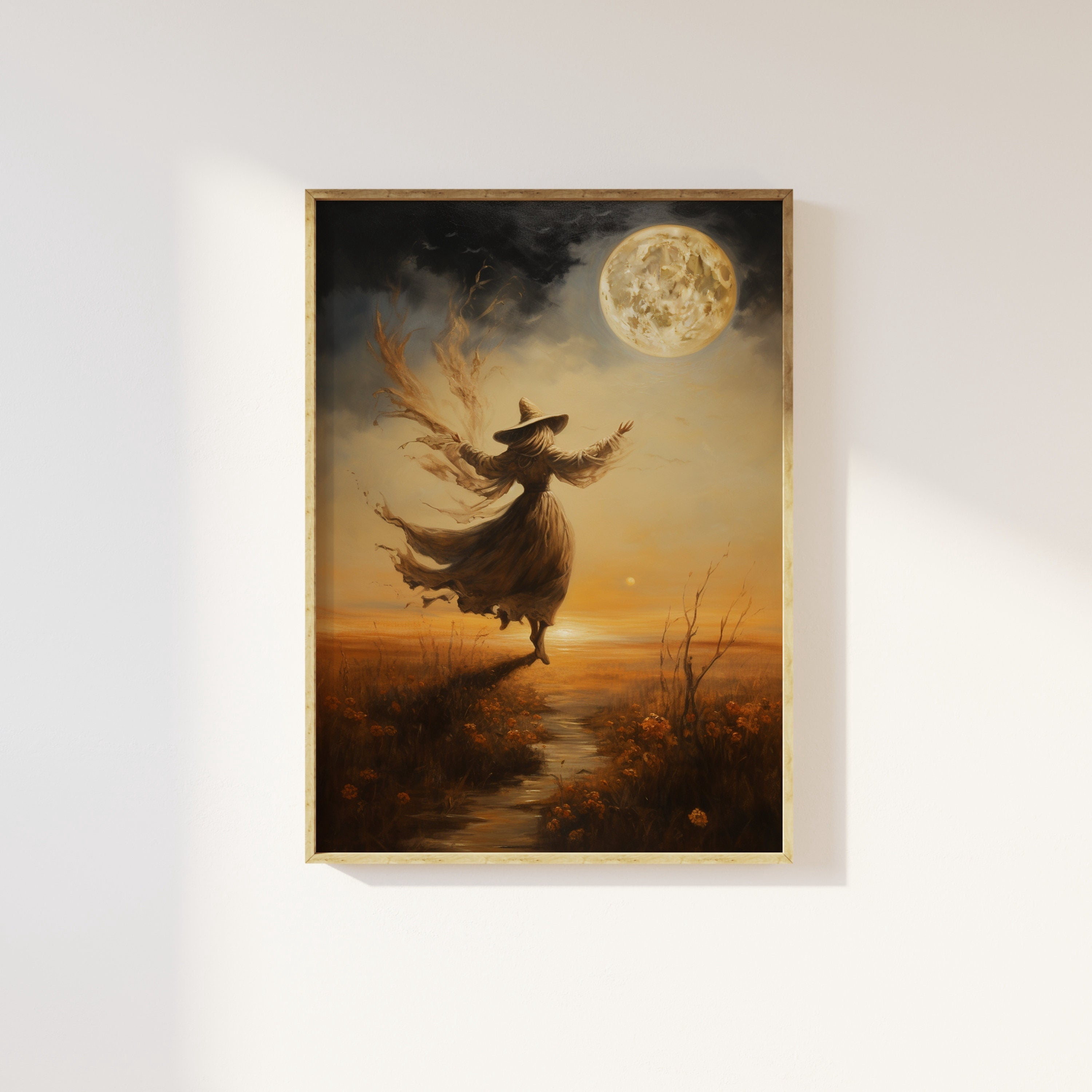 Witch beneath the full moon art print | Magical, mystical witch ...