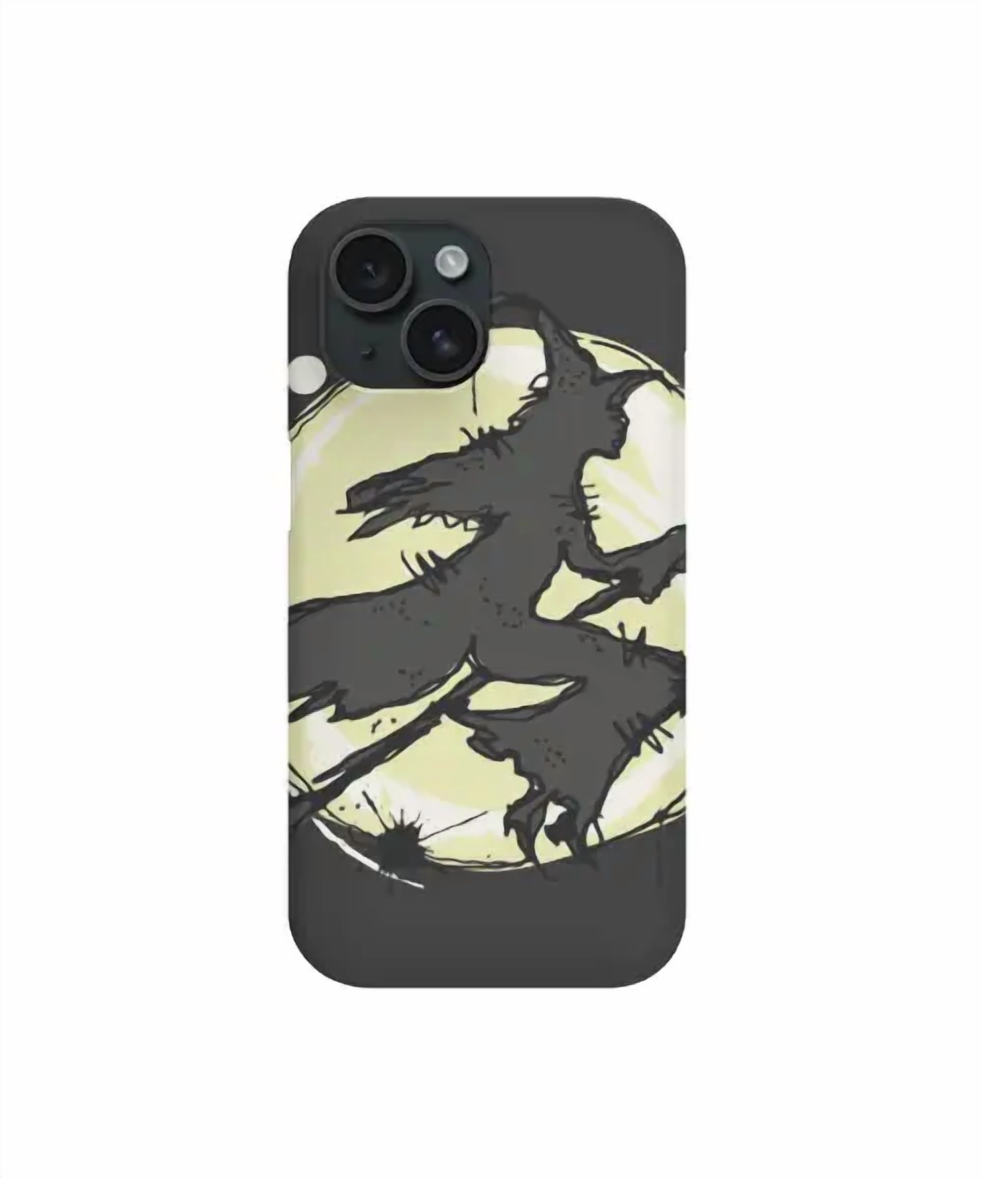 Witch on Her Broom Moonlight Sketch Art Phone Case for iPhone 16 15 14 ...