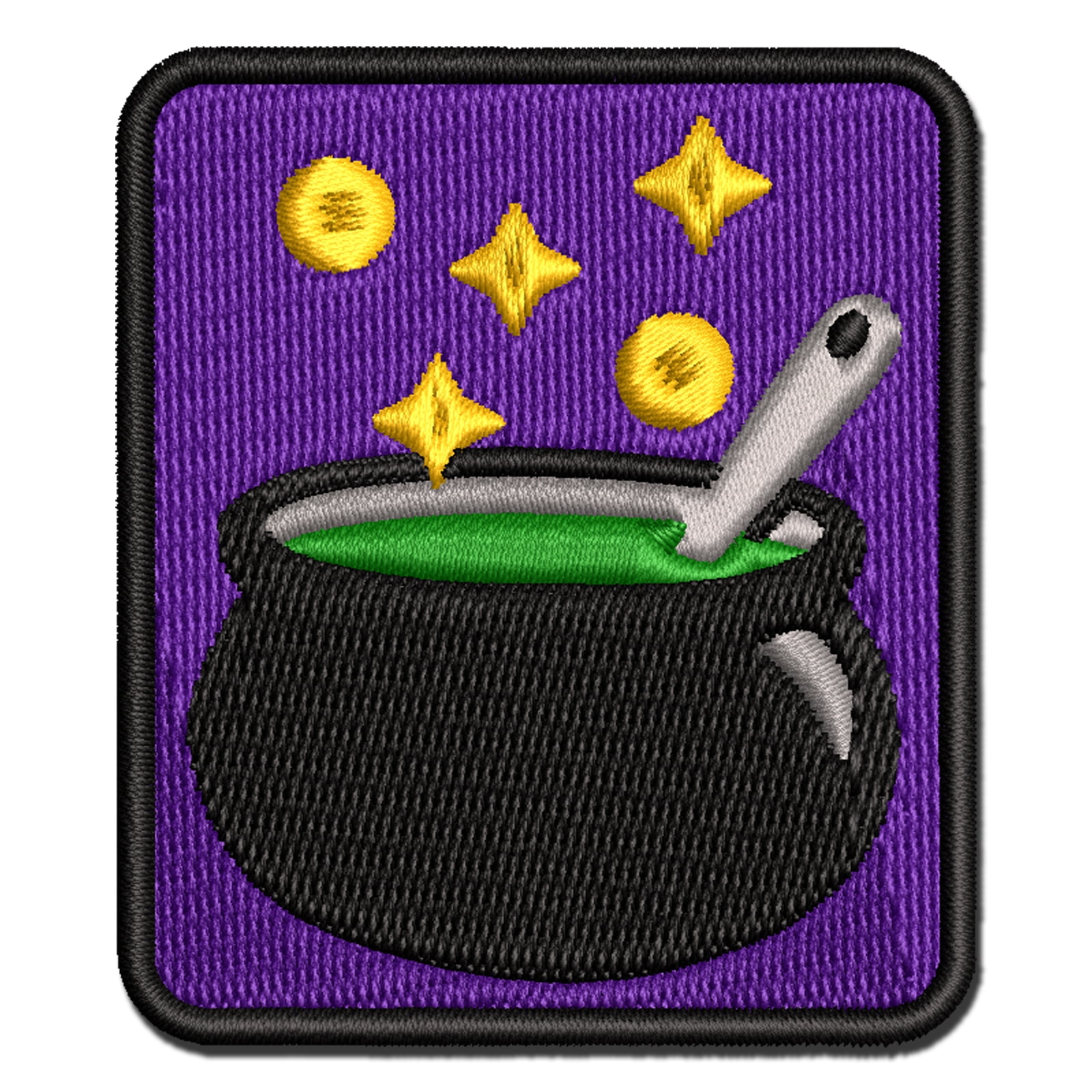 Witch's Bubbling Cauldron Magic Halloween Applique Multi-Color Embroidered Hook & Loop Patch - 2 ...