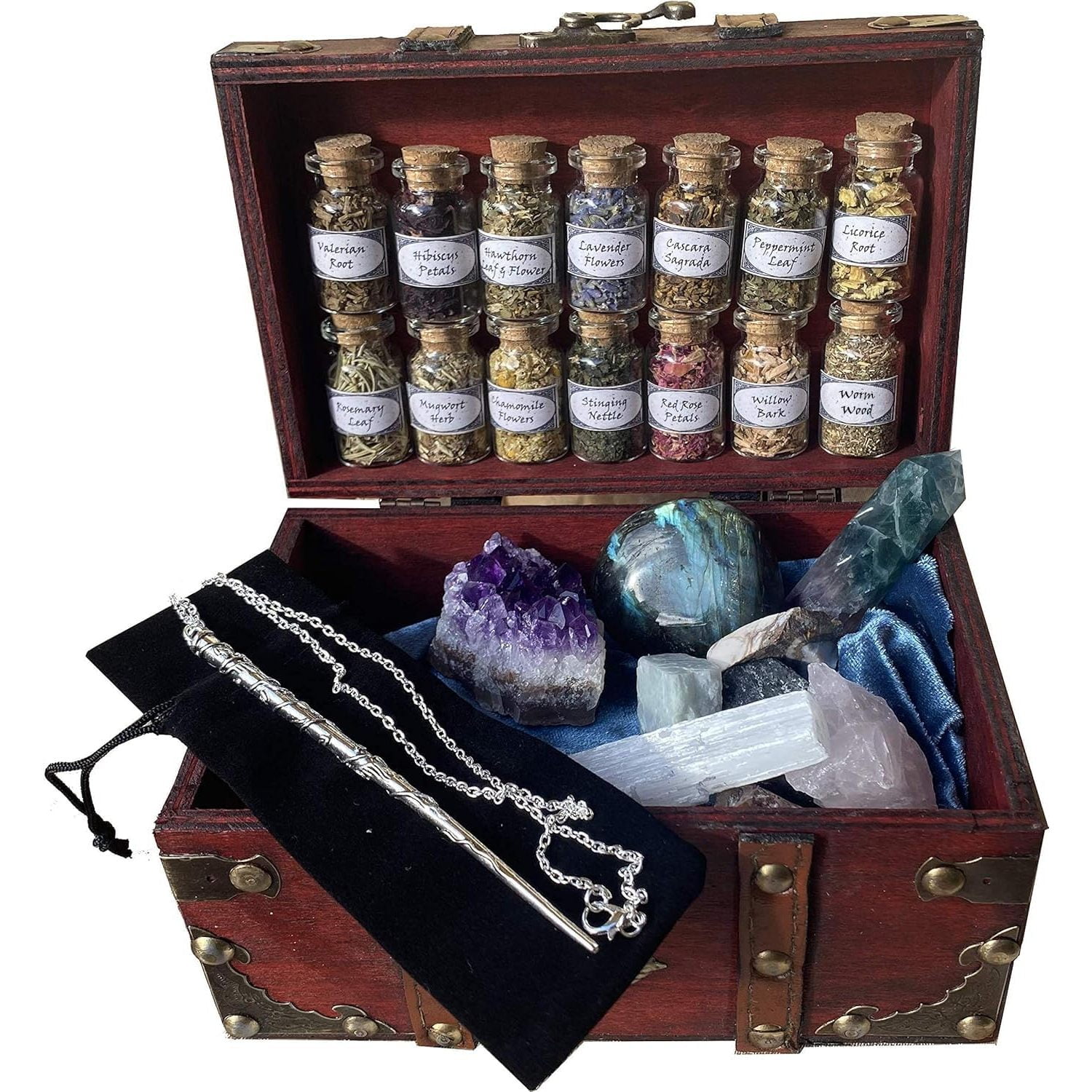 Witchcraft Kit - Wiccan Altar Supplies & Tools - Crystal Herb Set - 14 ...