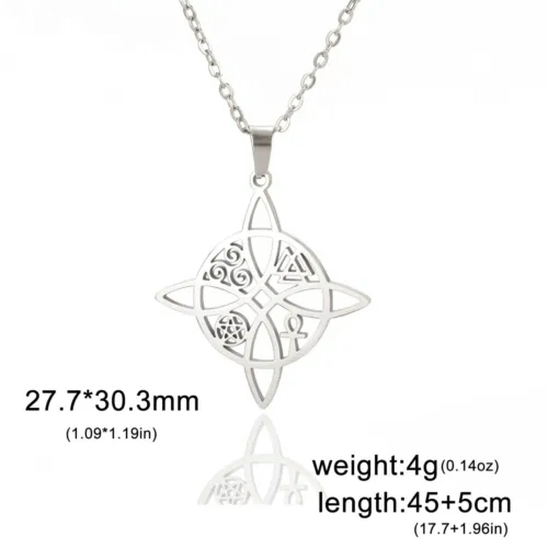 Witchcraft Witch Knot Necklace Women Stainless Steel Valknut Ankh Cross ...