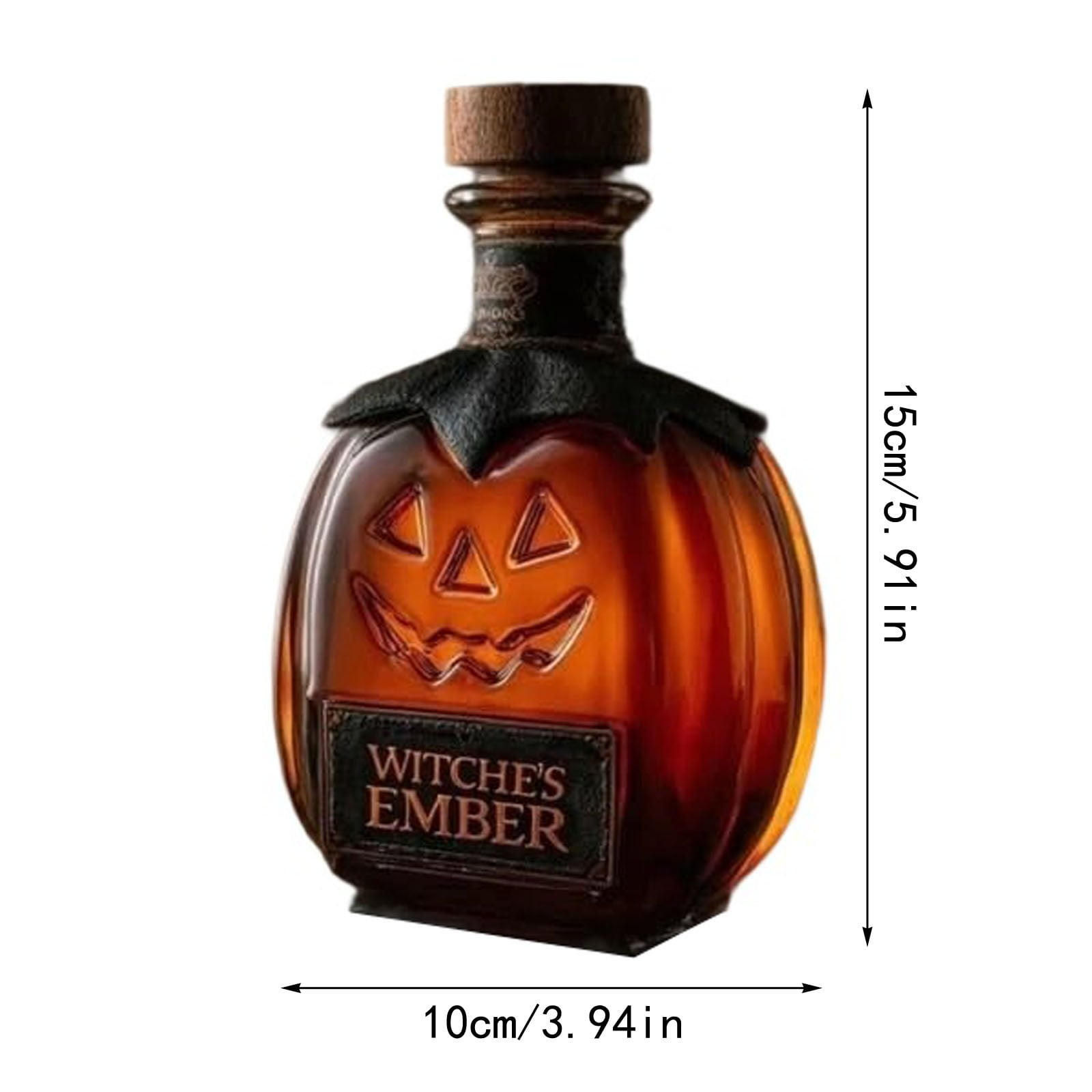 Witche's Ember - Limited Edition Pumpkin Whiskey Bottle 5.91 In Handmade Gothic Horror Pumpkin ...