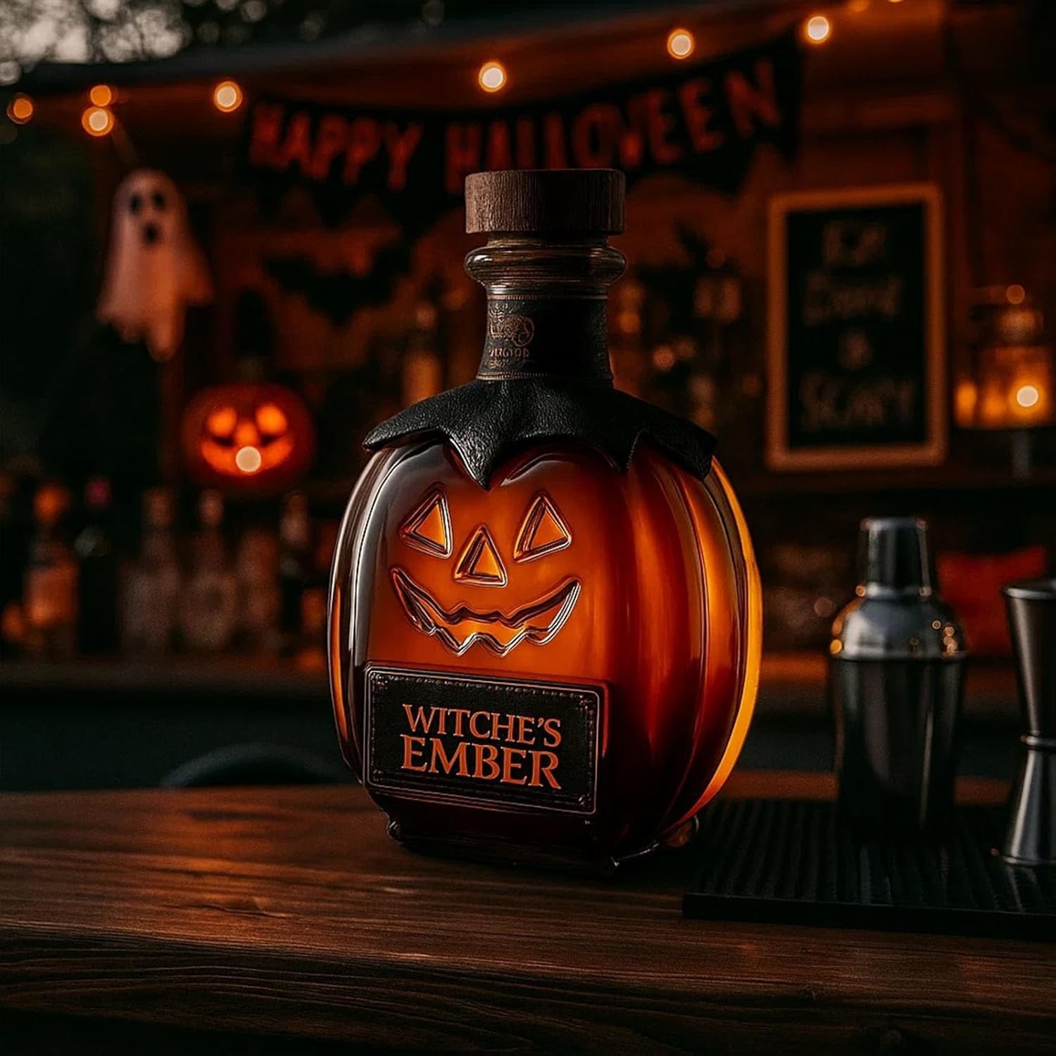 Witche’s Ember – Limited Edition Pumpkin Whiskey Bottle | Halloween Jack-O'-Lantern Glass ...