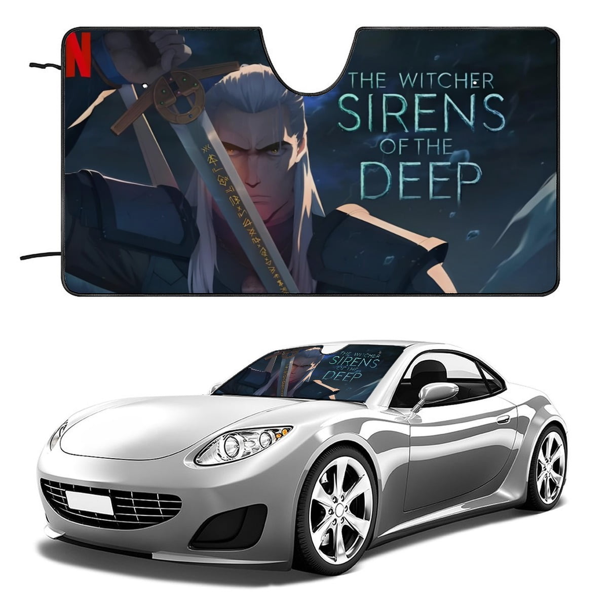 The Witcher Sirens of the Deep-theme Windshield Sun Shade Front Protector Folding Car Sun Visor ...