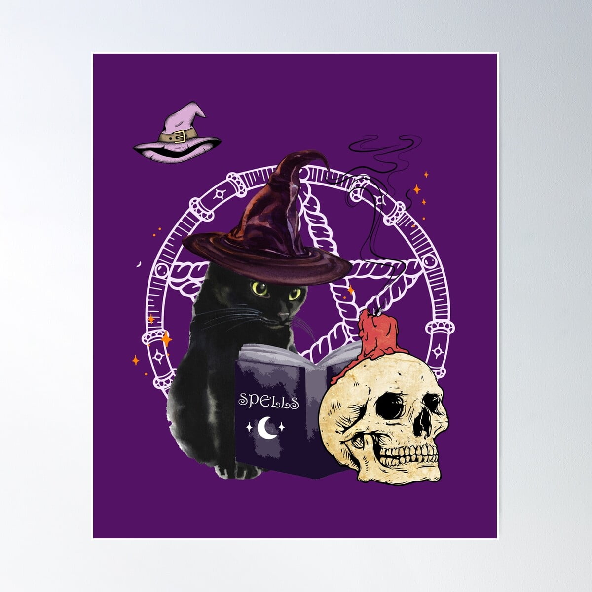 Witches Black Cat Poster Wall Art, Modern Wall Decor For Living Room ...