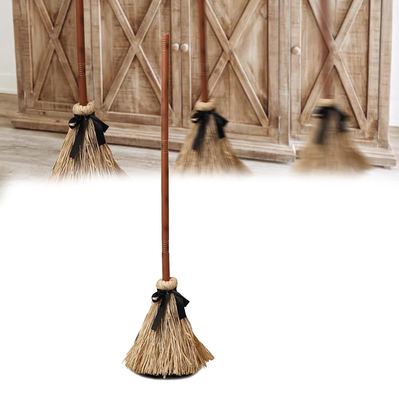 Witches Broom Halloween Decor - 47" Animated Light up Moving Broomstick ...
