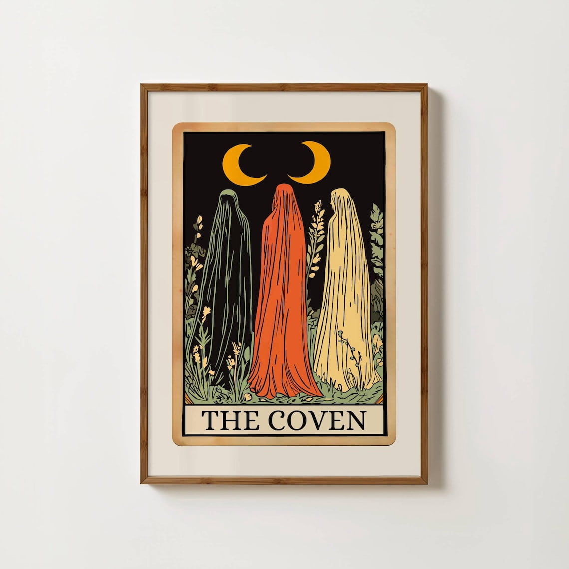 Witches Coven Tarot Card Print Vintage Witchy Wall Art Whimsigoth Decor ...