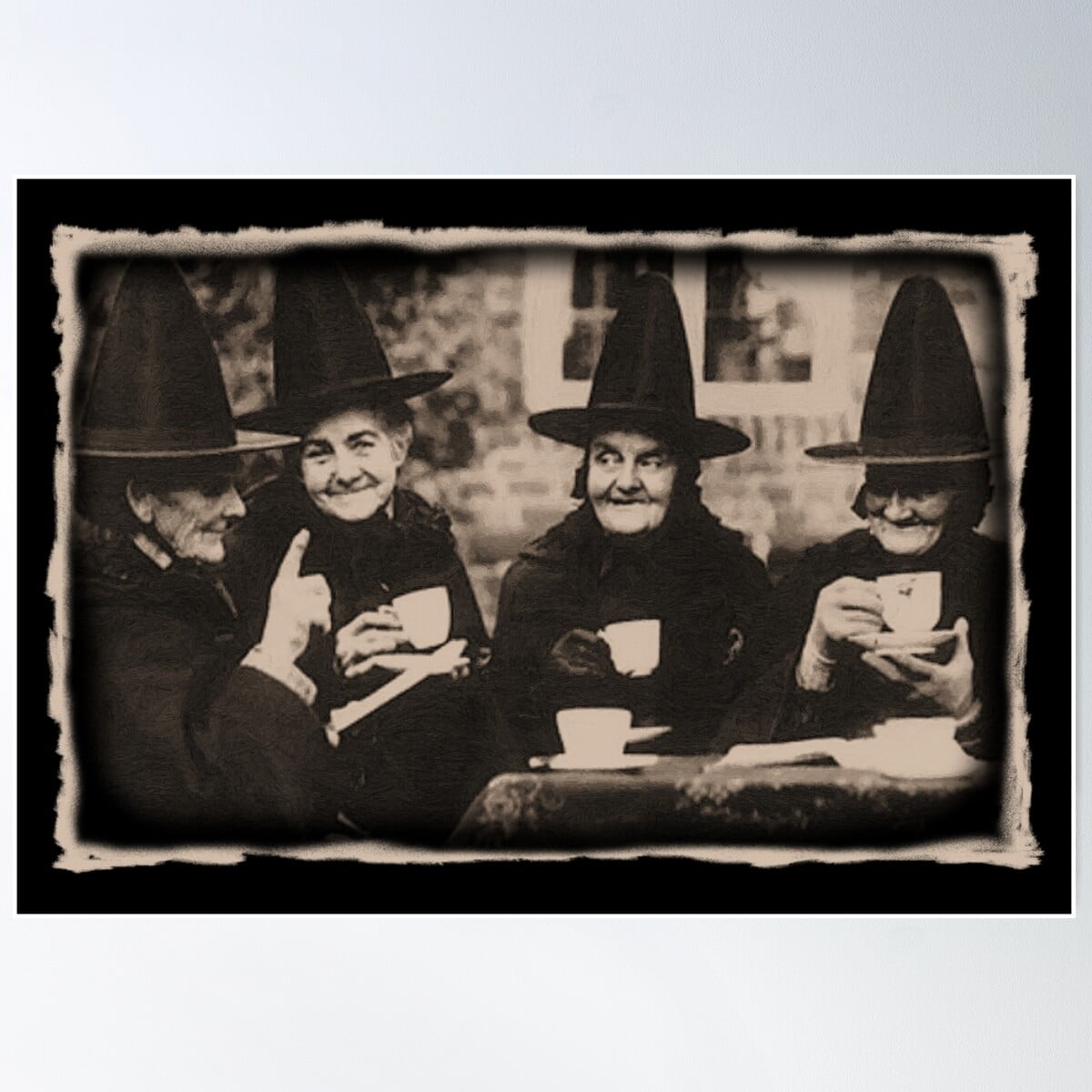 Witches Tea Party - Old Black / White Poster Wall Art, Modern Wall ...