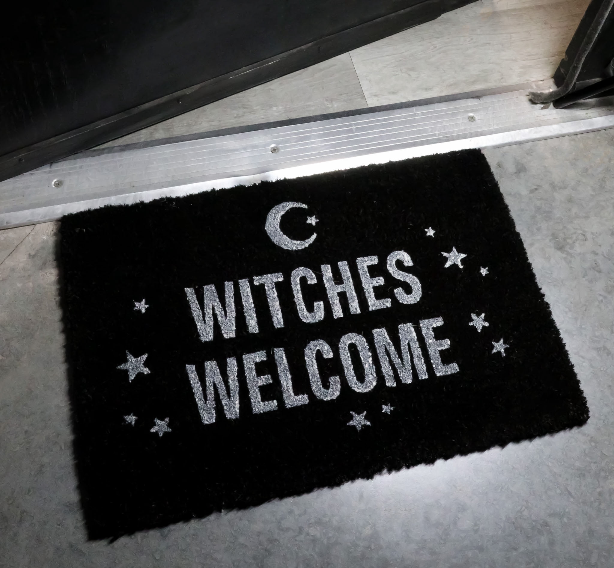 Witches Welcome Crescent Moon And Stars Coir Coconut Fiber Floor Mat ...