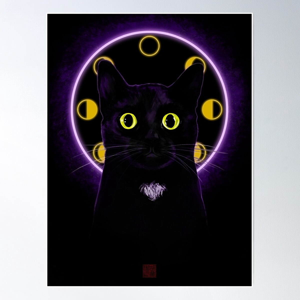 Witching Hour Black Cat Poster Wall Art, Modern Wall Decor For Living ...