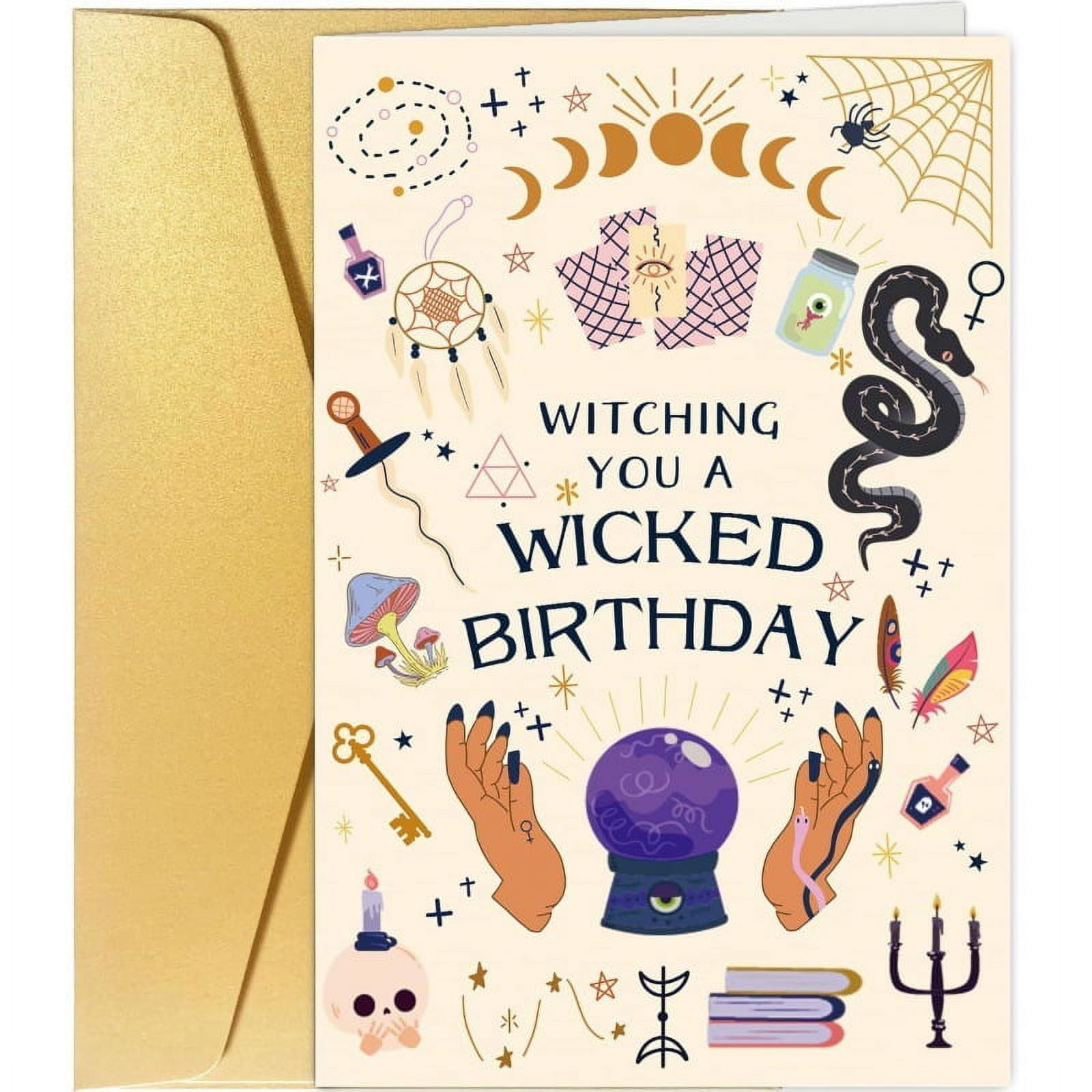 Witching You a Wicked Birthday Greeting Card - Magical Design with ...