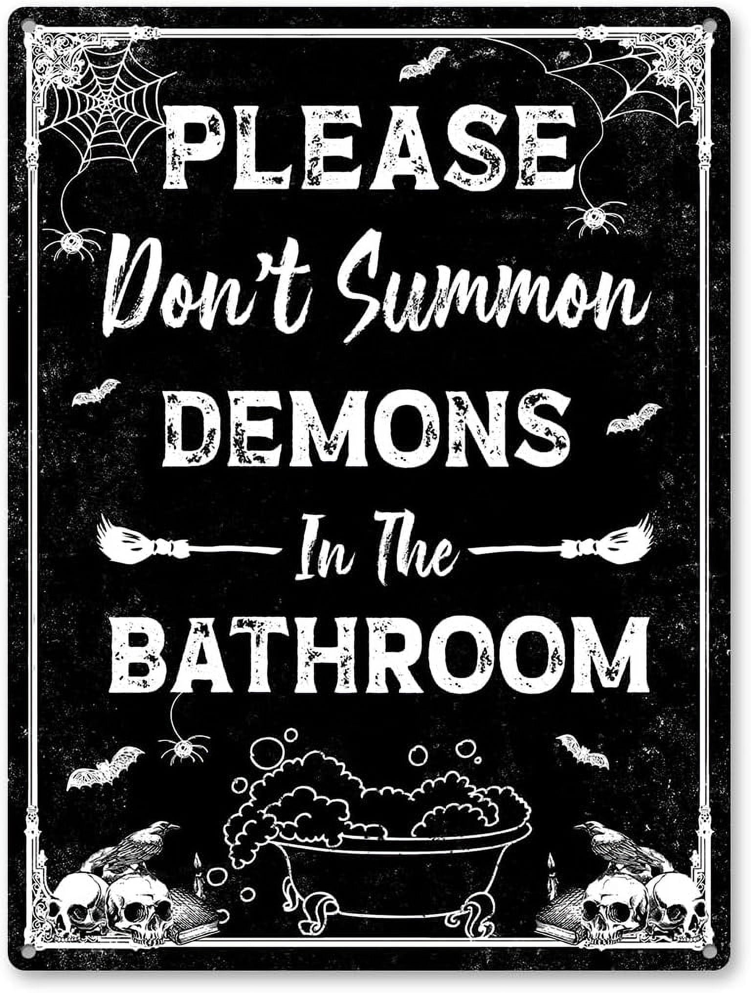Witchy Bathroom Metal Sign - Dark Humor No Soliciting Signs, Spooky ...