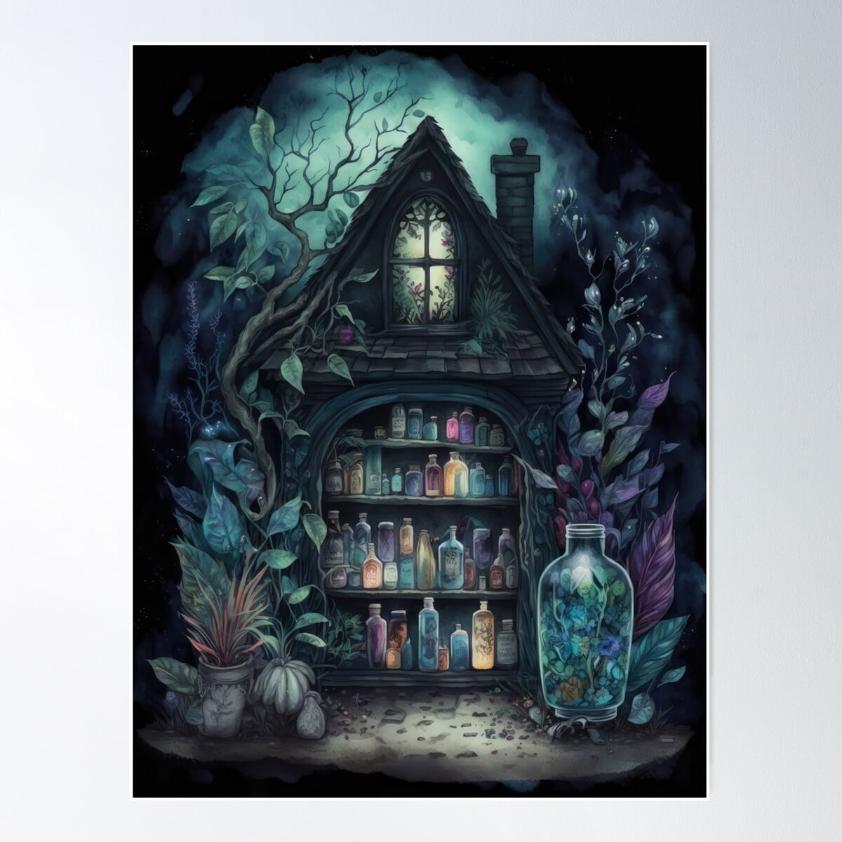 Witchy Dark Goth Apothecary Potion Bottles Poster Wall Art, Modern Wall ...